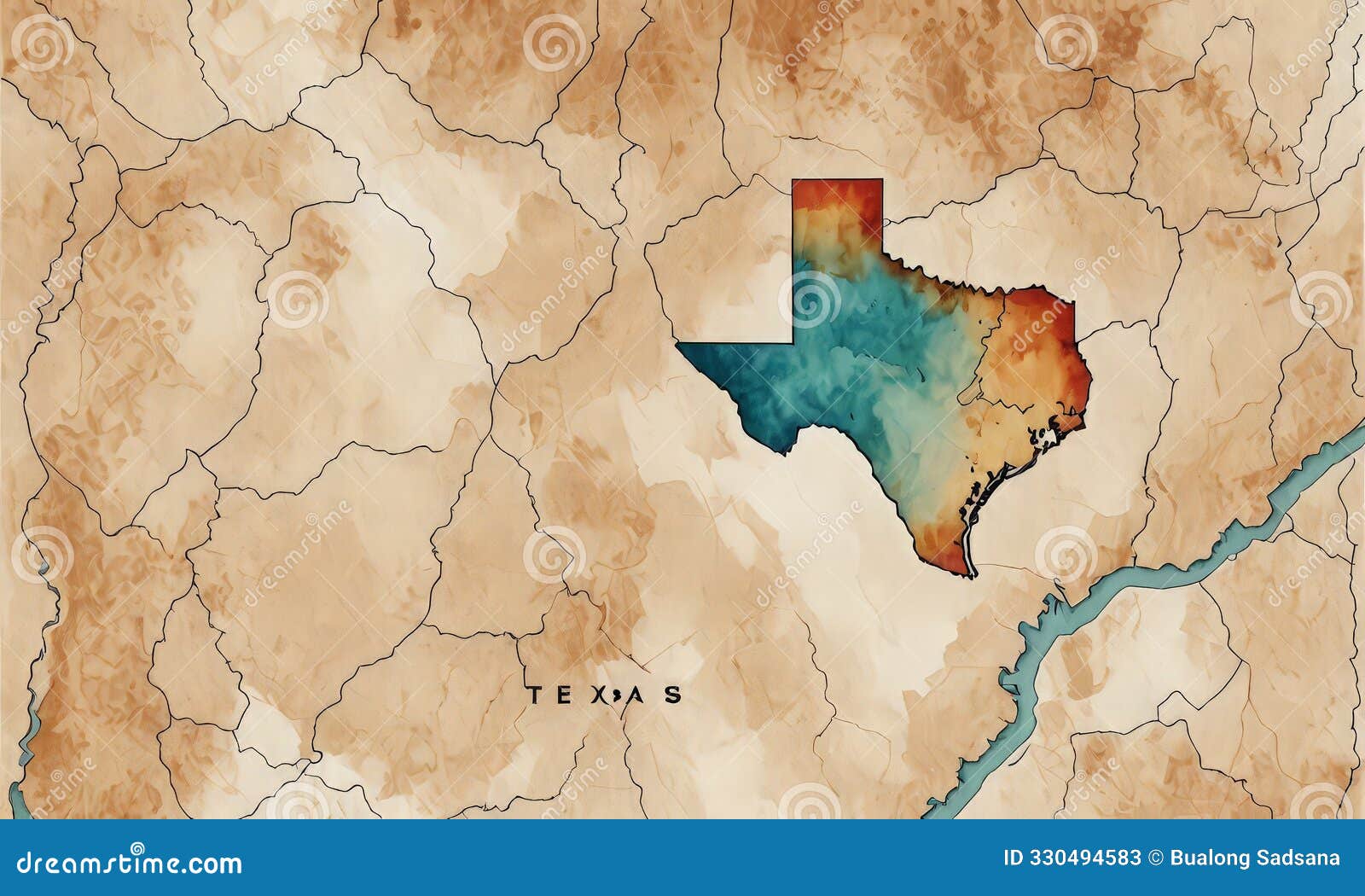 Map Texas with the State Highlighted in Red Stock Illustration ...