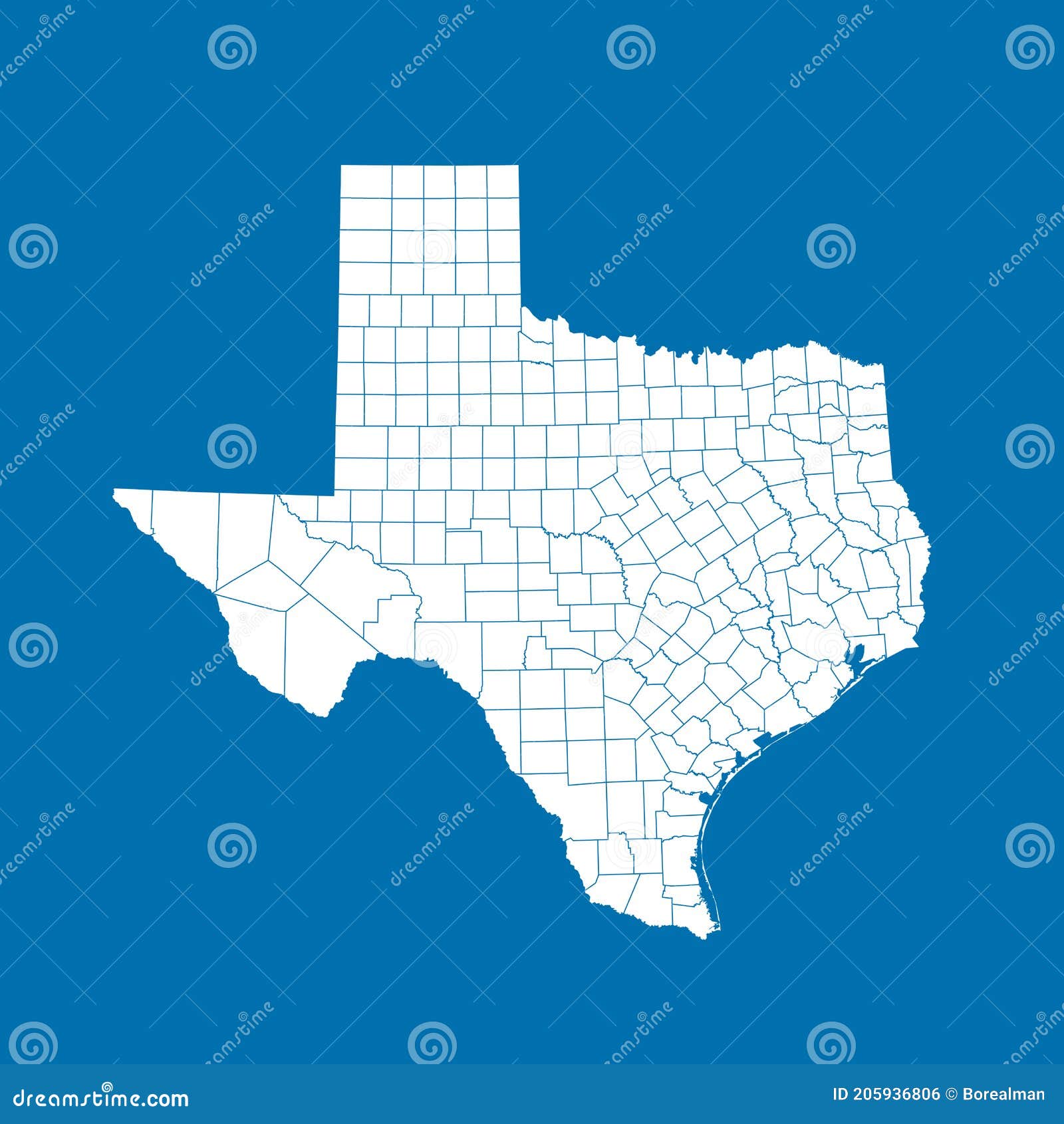 Map of the Texas stock vector. Illustration of north - 205936806