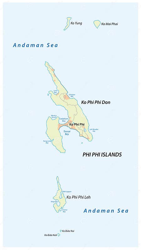 Map of the Thai Archipelago of the Phi Phi Islands Stock Vector ...