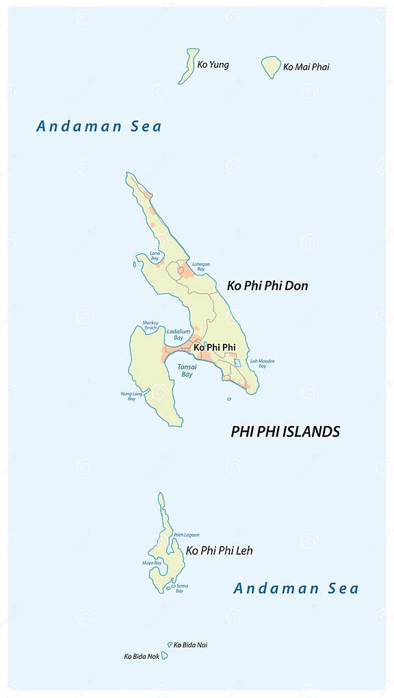 Map of the Thai Archipelago of the Phi Phi Islands Stock Vector ...