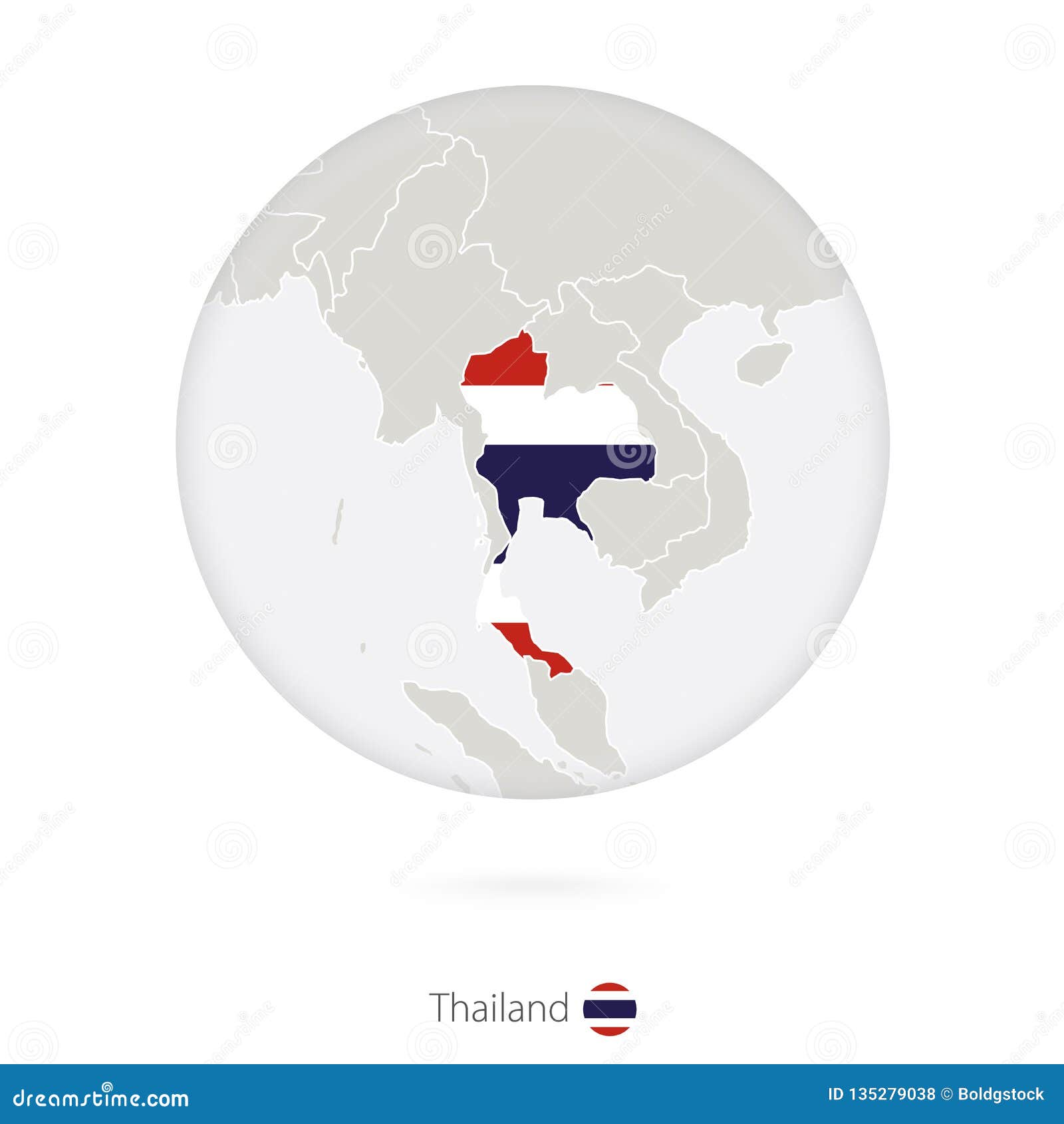 Map of Thailand and National Flag in a Circle Stock Vector ...