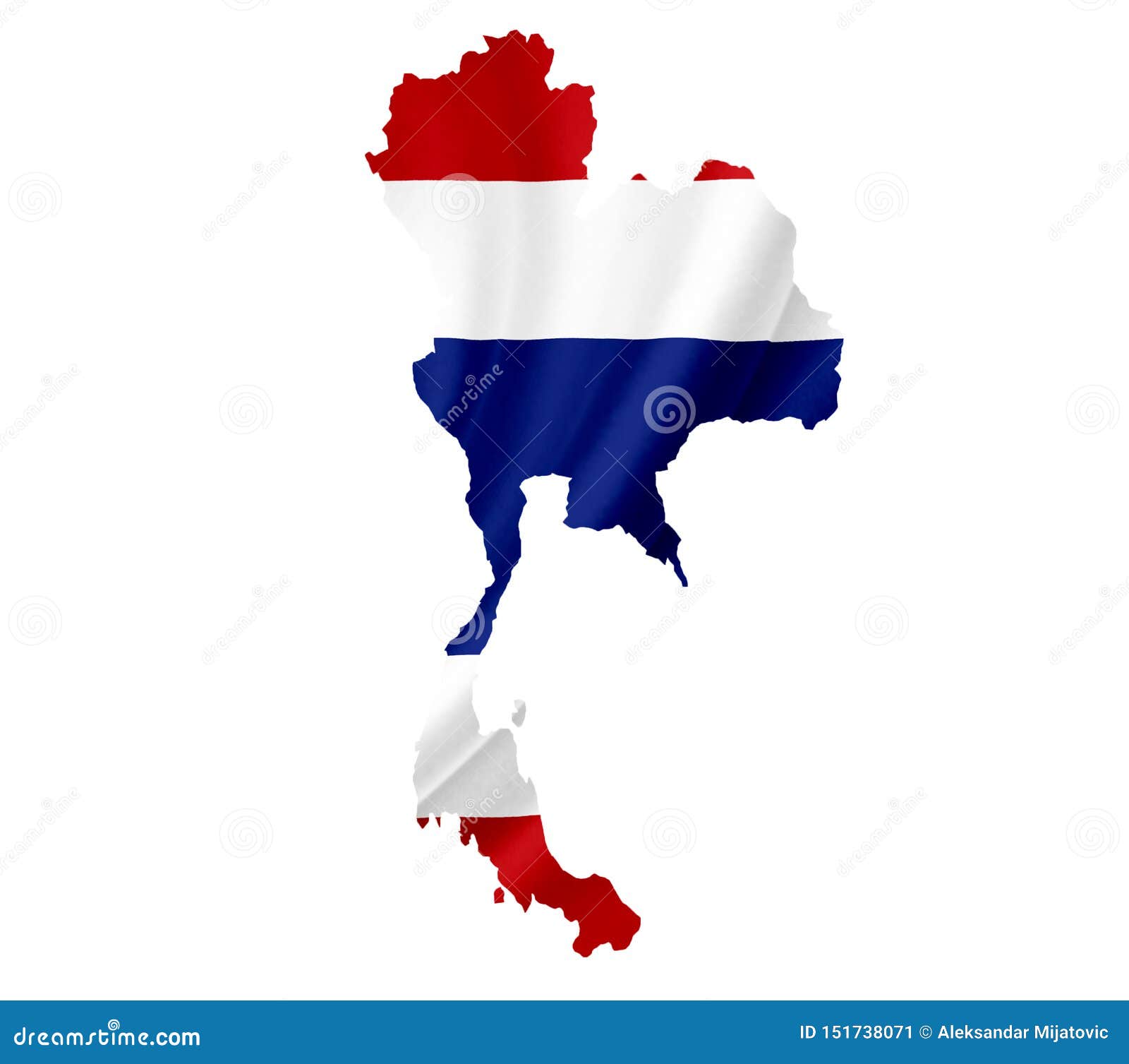 Map of Thailand with Waving Flag Isolated on White Stock Image - Image ...