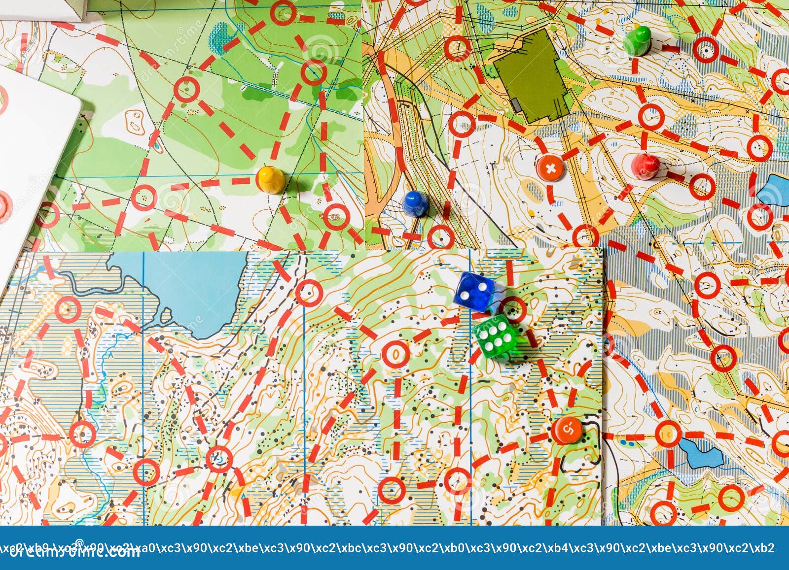 On the Map There are Dice Cubes and Marked Points Stock Image - Image ...