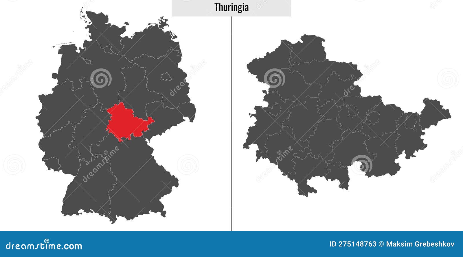 Thuringia State Administrative Map Cartoon Vector | CartoonDealer.com ...