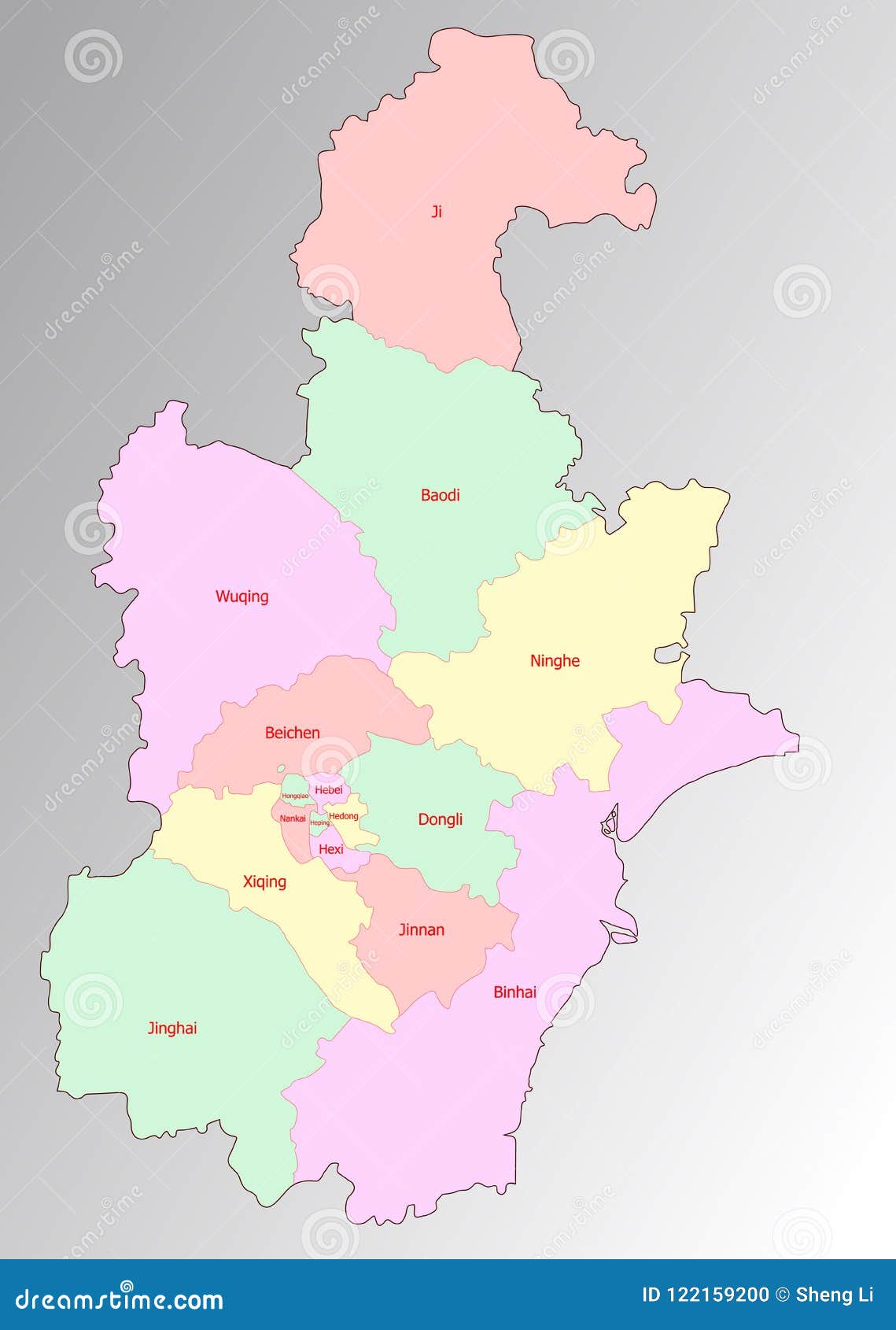 Map of Tianjin City, China stock vector. Illustration of hebei - 122159200