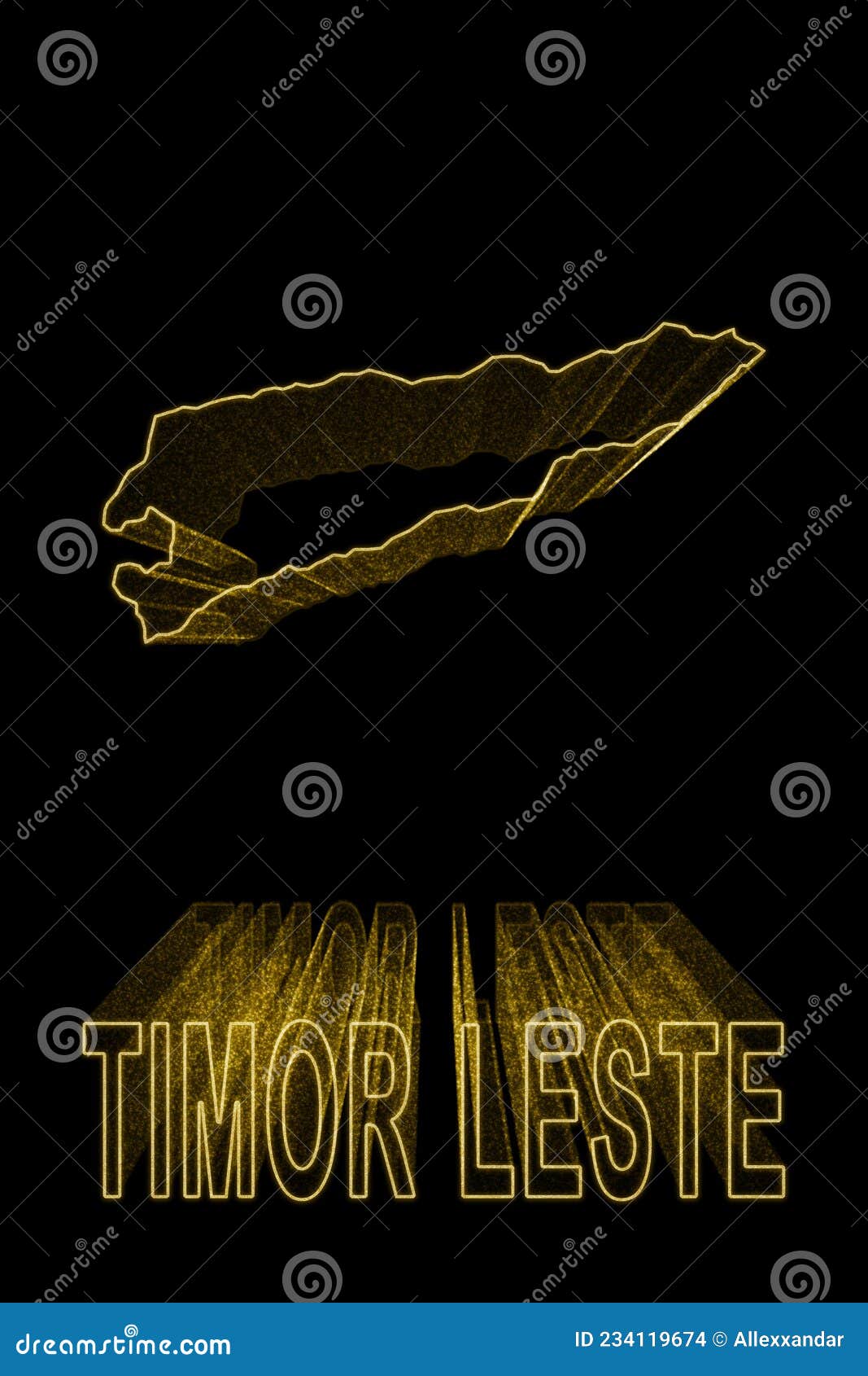 Map of Timor Leste, Gold Map on Black Background Stock Illustration ...