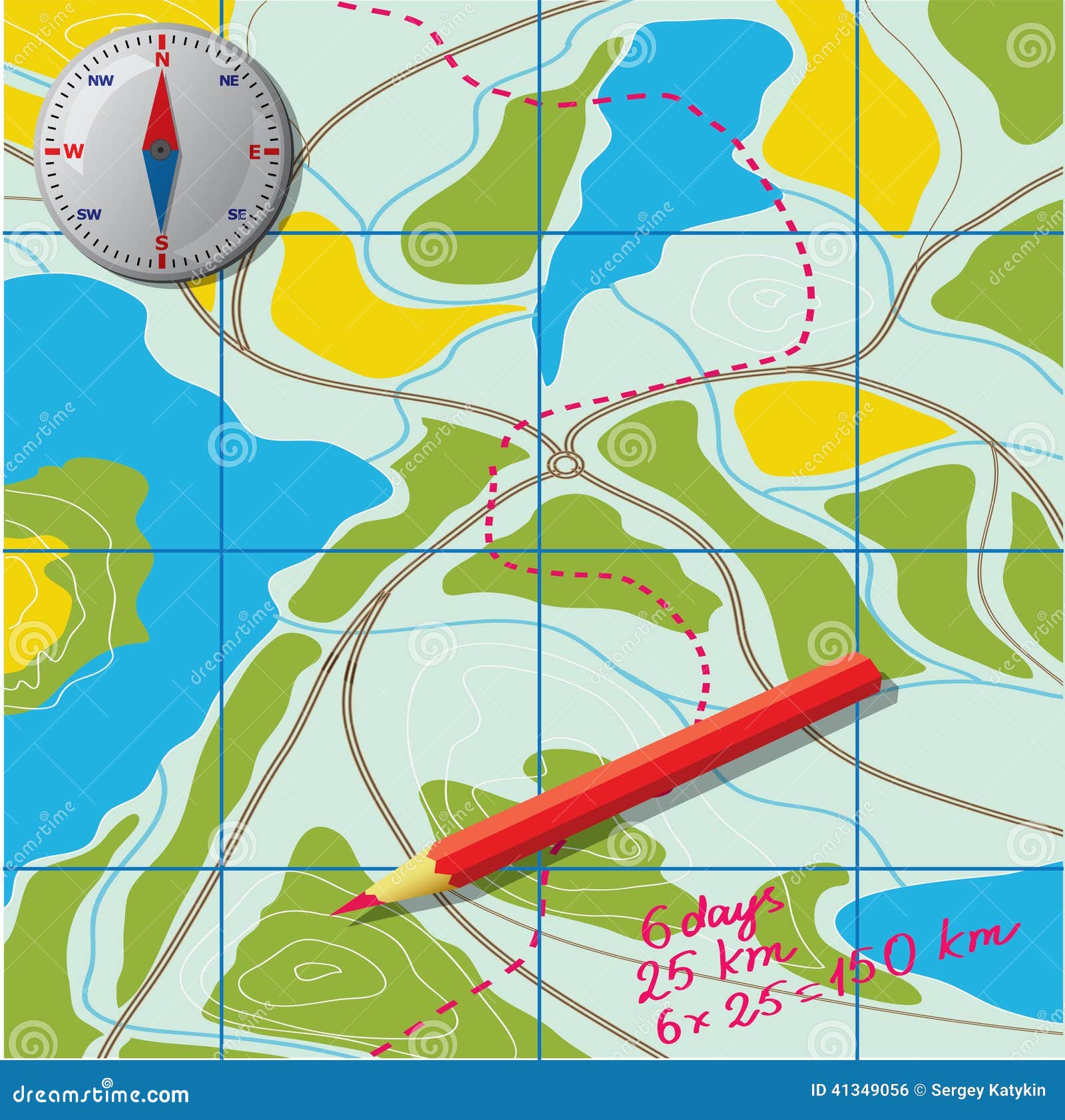 Map to develop a route. stock vector. Illustration of trip - 41349056