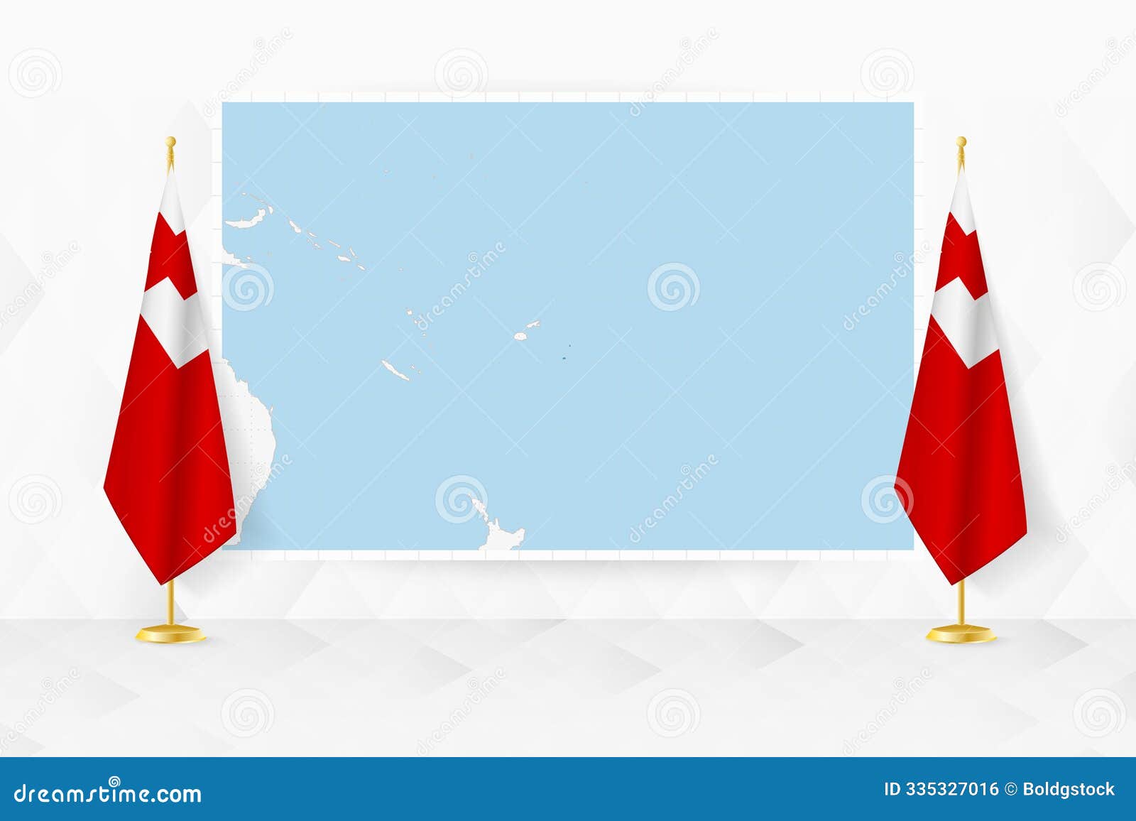 Map of Tonga and Flags of Tonga on Flag Stand Stock Illustration ...