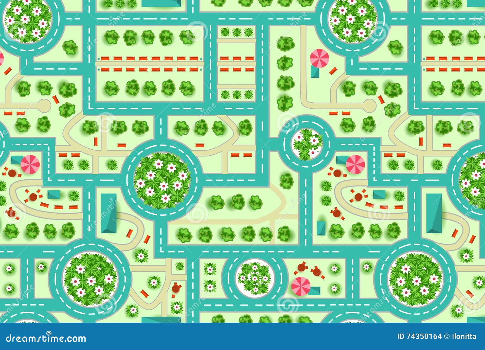 Map of a Top View from the City Stock Vector - Illustration of cute ...