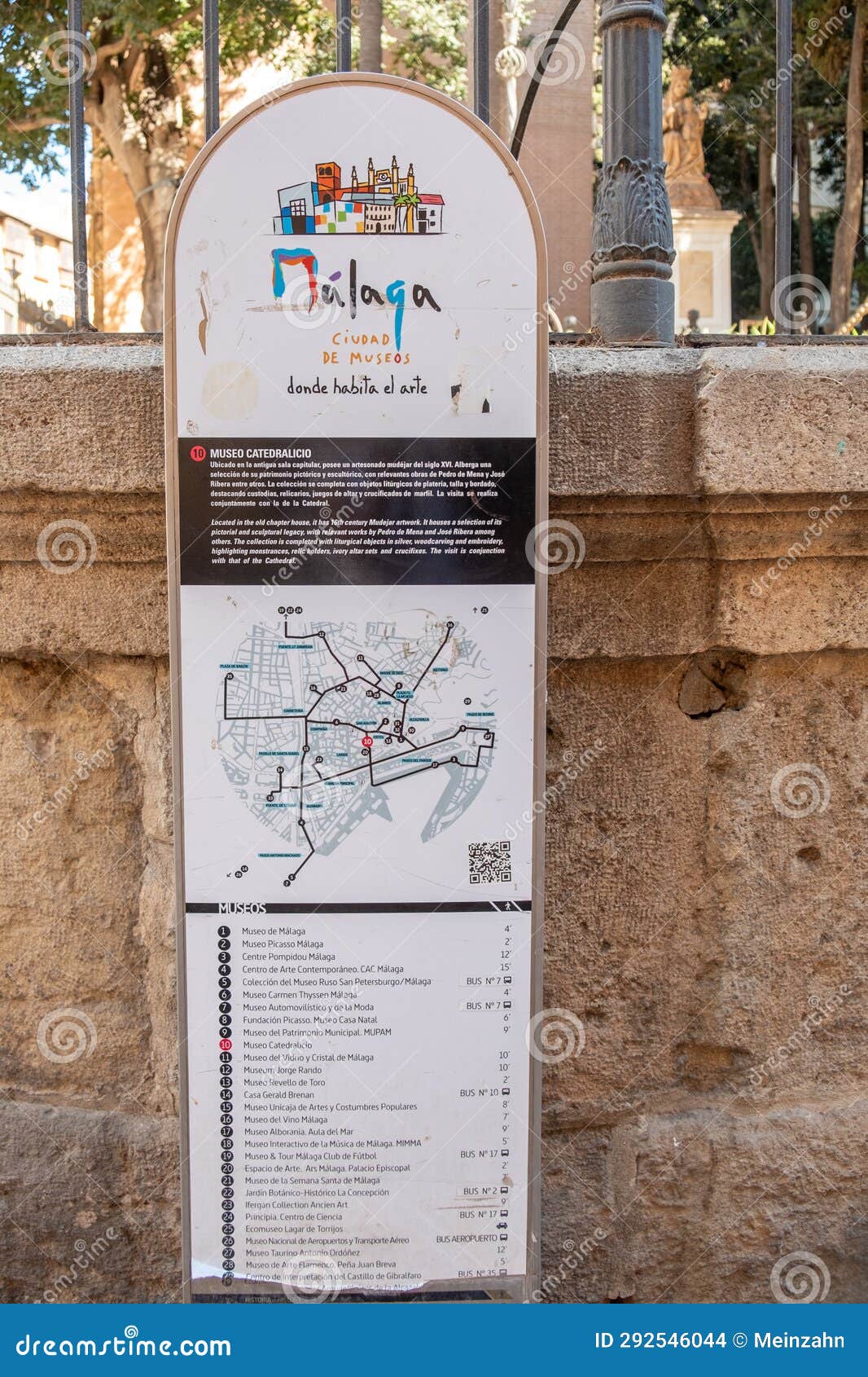 Map with Touristic Explanation of the Old Town of Malaga and Points of ...