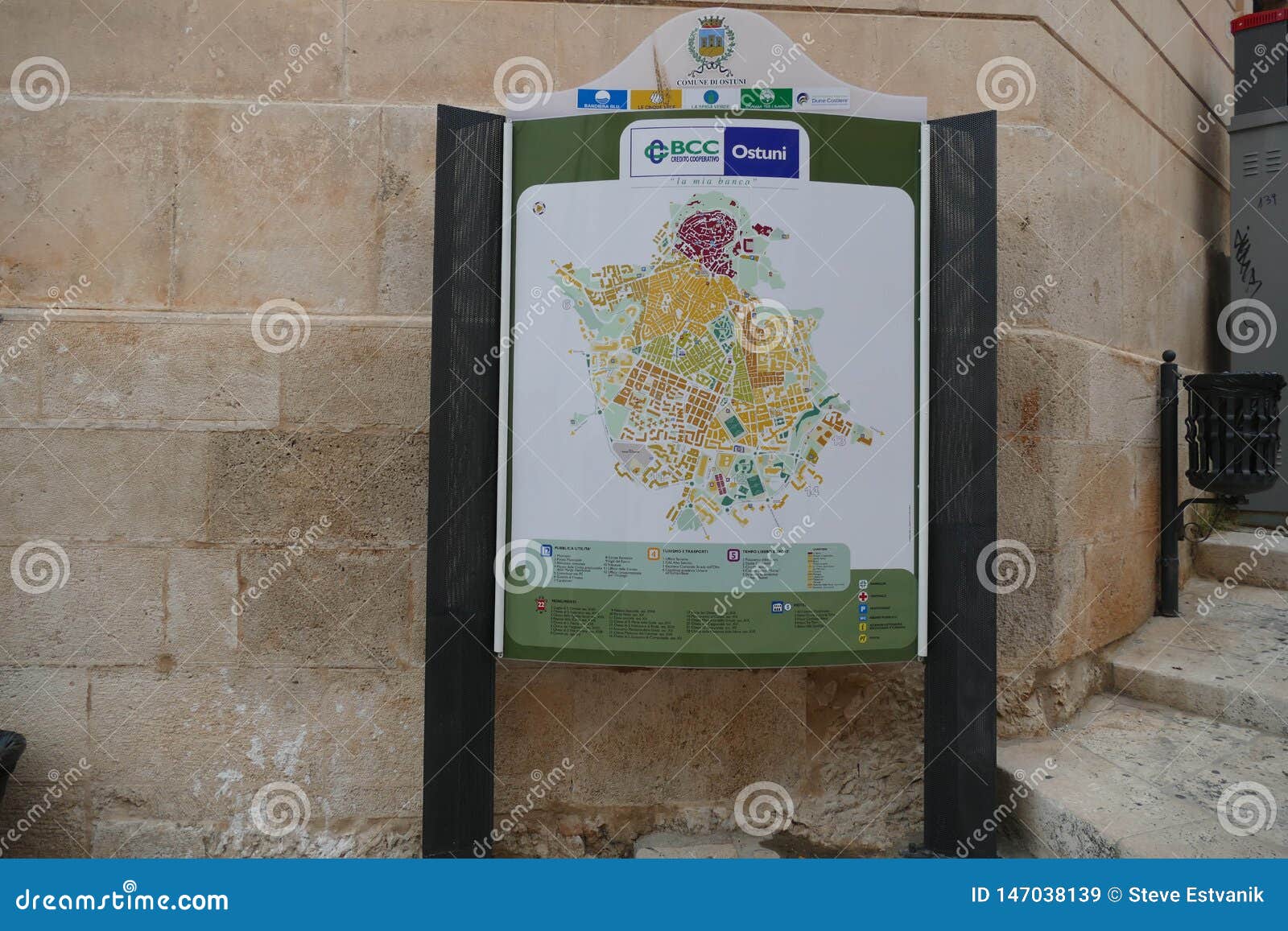 Map of the town of Ostuni editorial stock image. Image of italy - 147038139