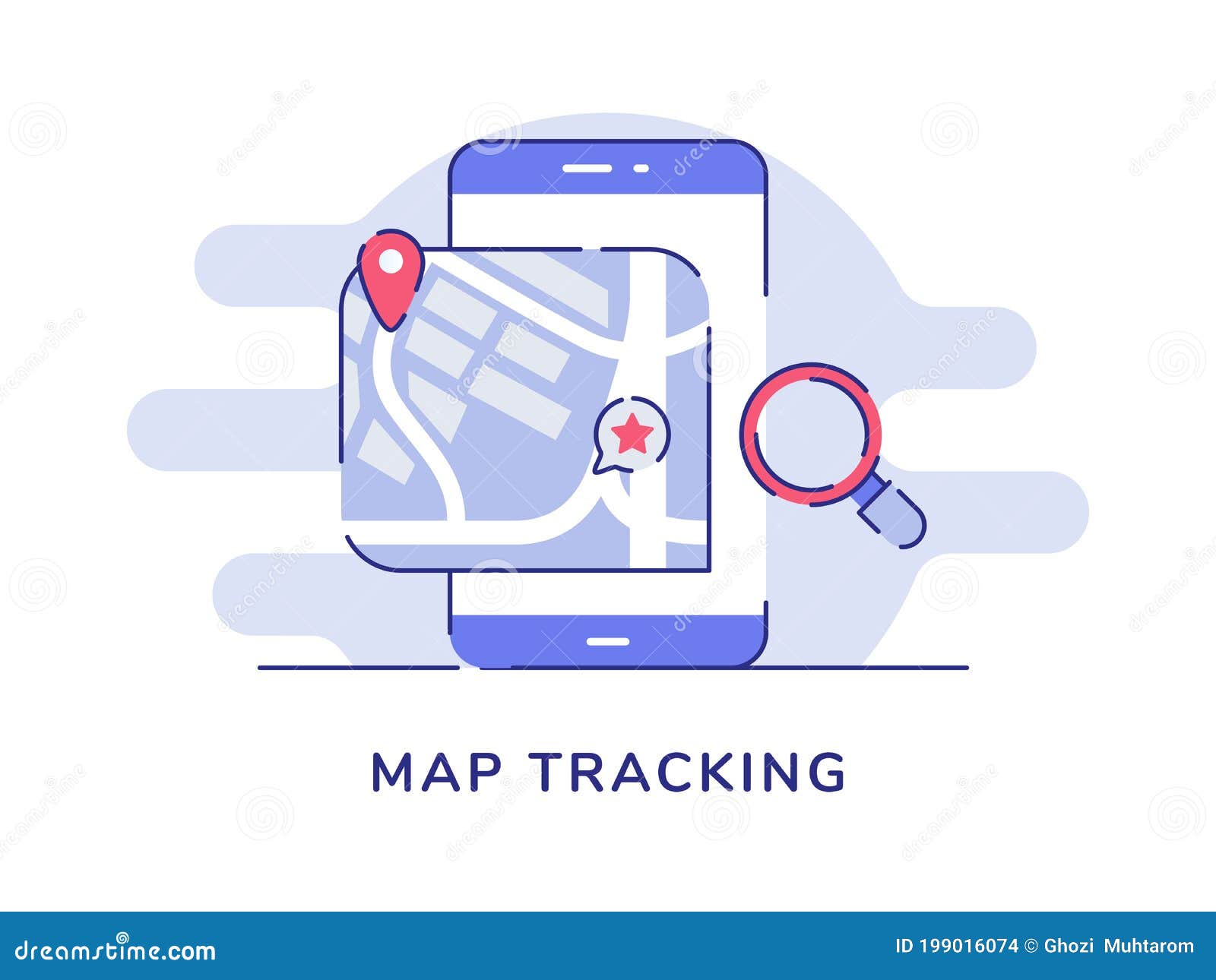 Map Tracking Concept Pointer Location on Display Smartphone Screen ...