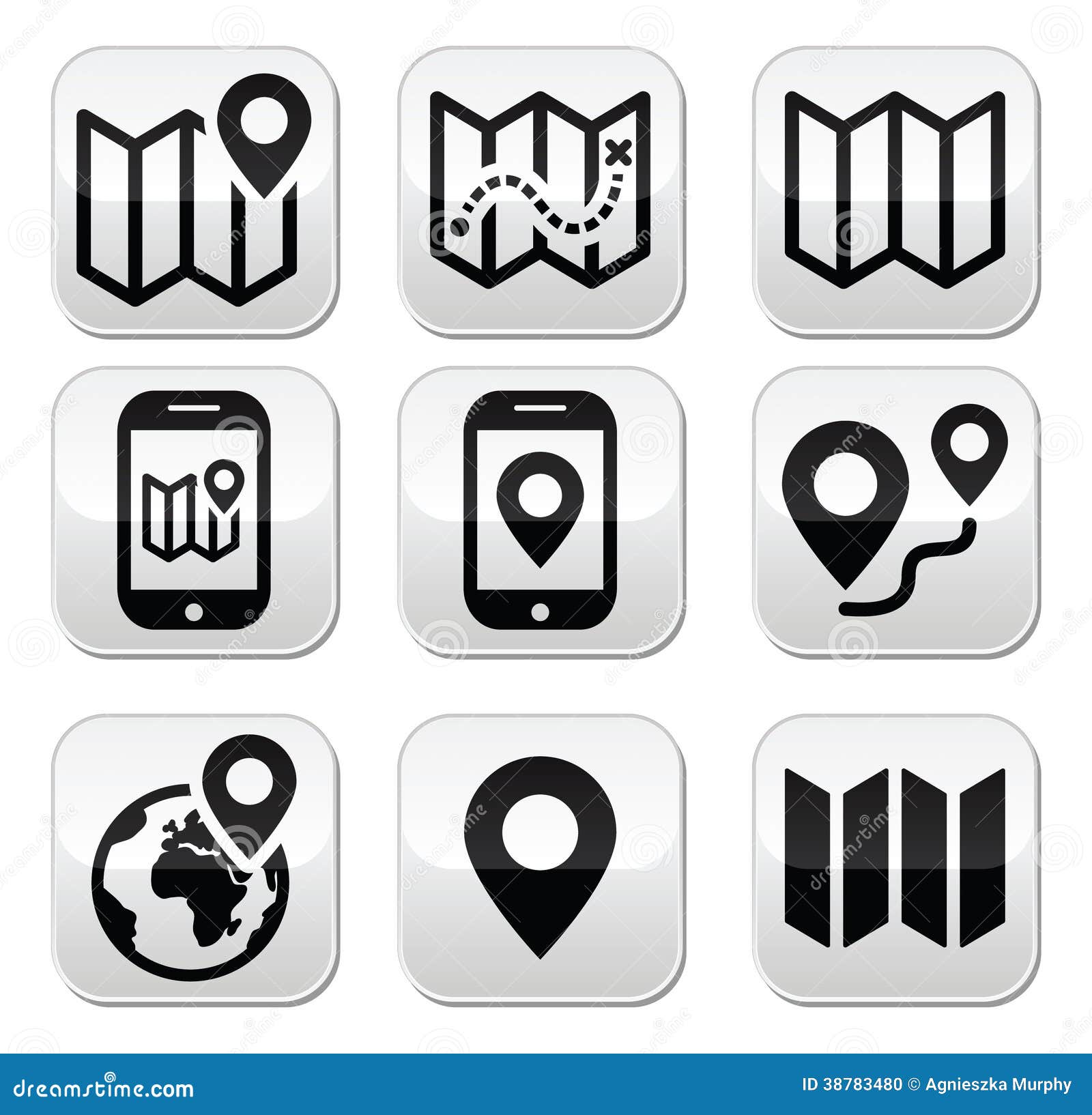 Map travel buttons set stock vector. Illustration of phone - 38783480