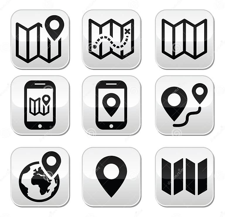 Map travel buttons set stock vector. Illustration of phone - 38783480