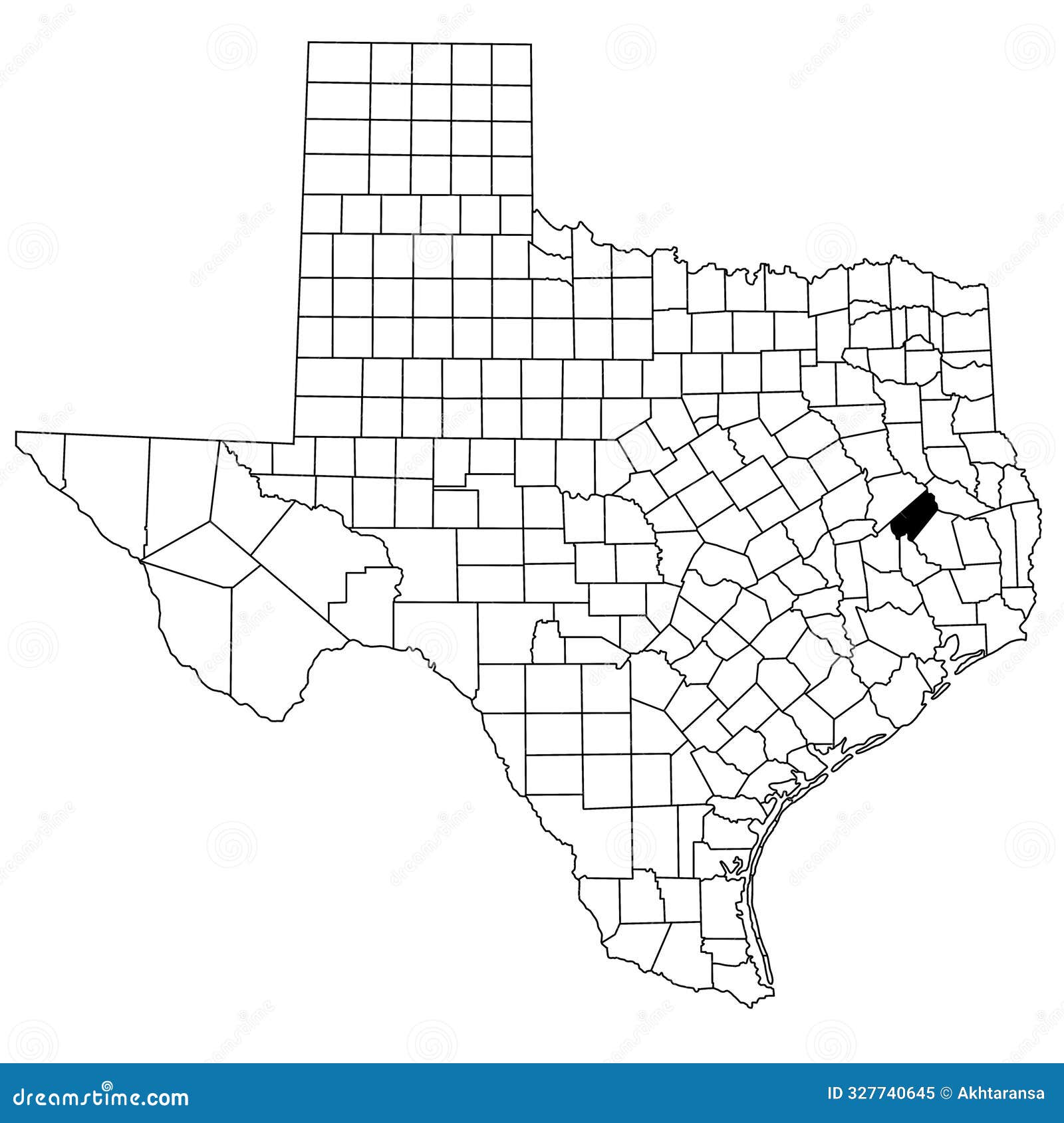 Map of Trinity County in Texas State on White Background. Single County ...