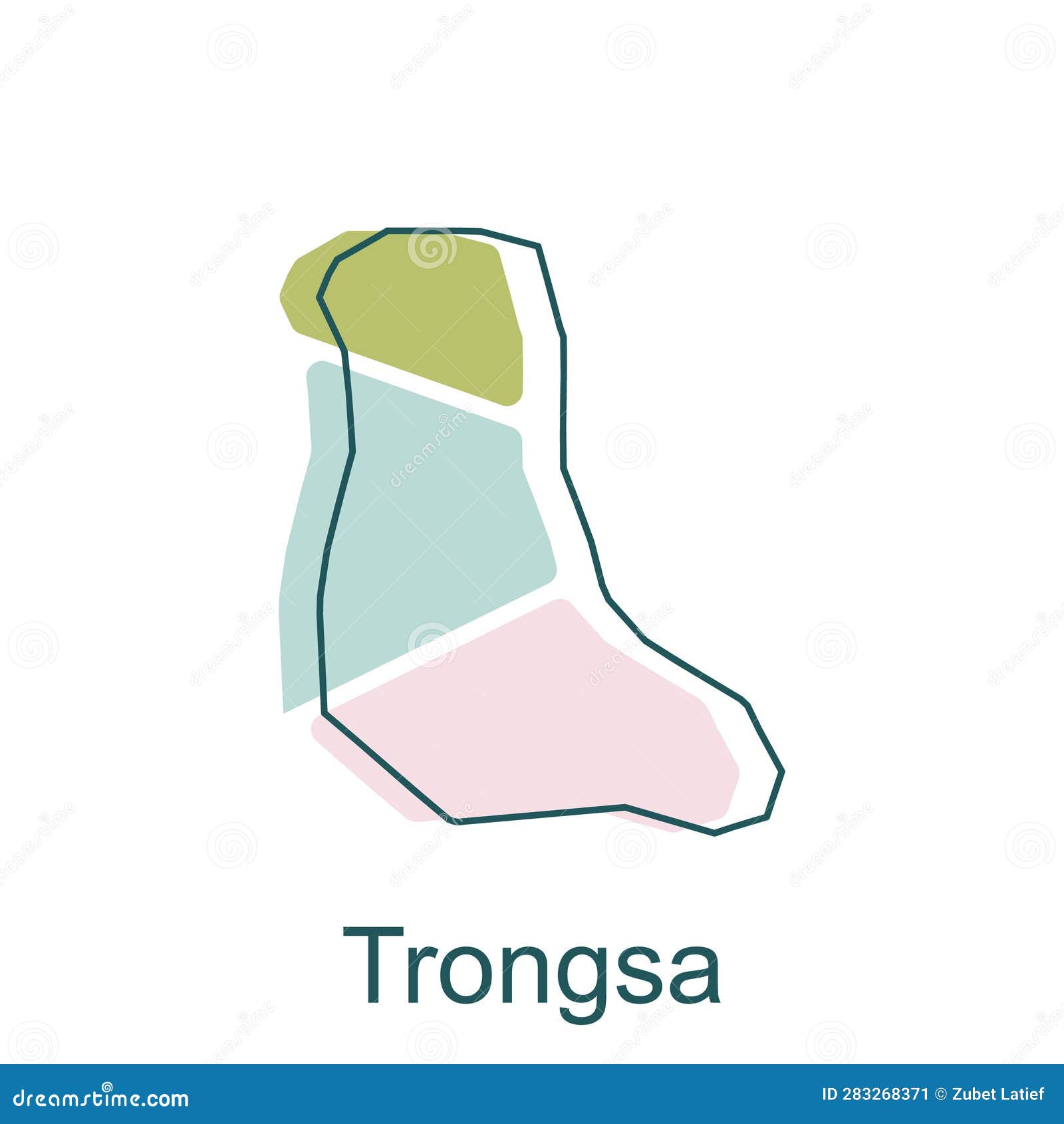 Map of Trongsa Geometric Line Modern Design Template, Illustration ...