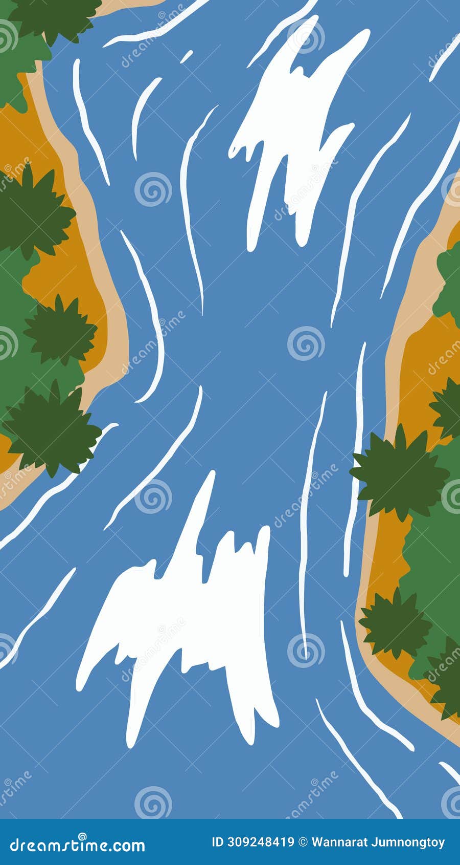 Map of the Tropical River of Flat Style Forest Stock Illustration ...