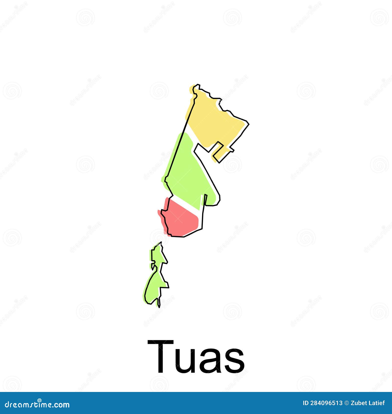 Map of Tuas Vector Design Template, National Borders and Important ...