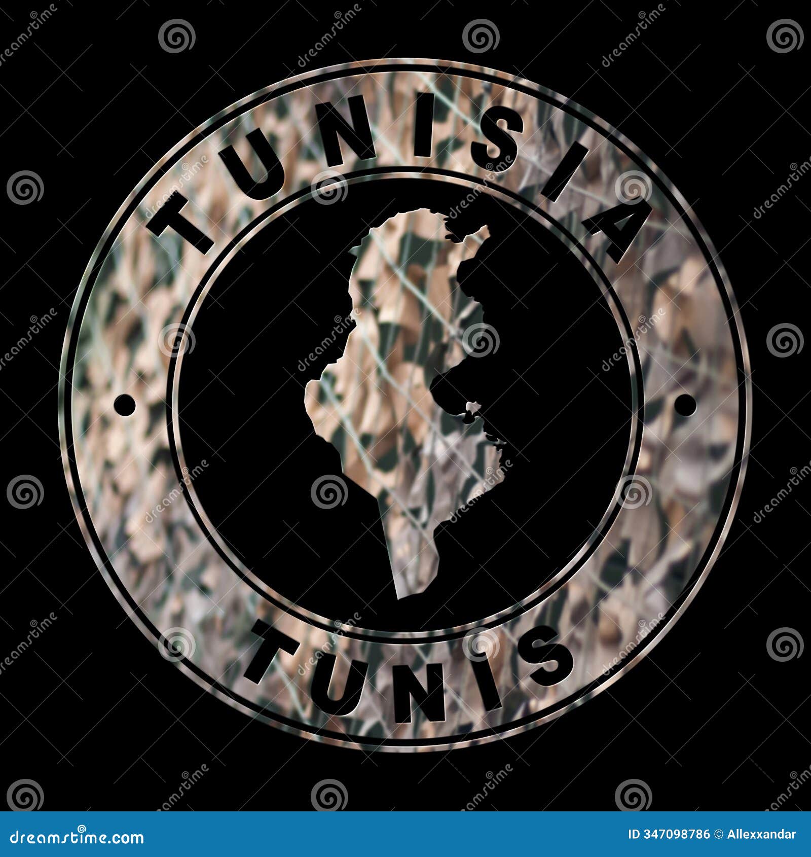 Map of Tunisia, Military Stamp Stock Illustration - Illustration of ...
