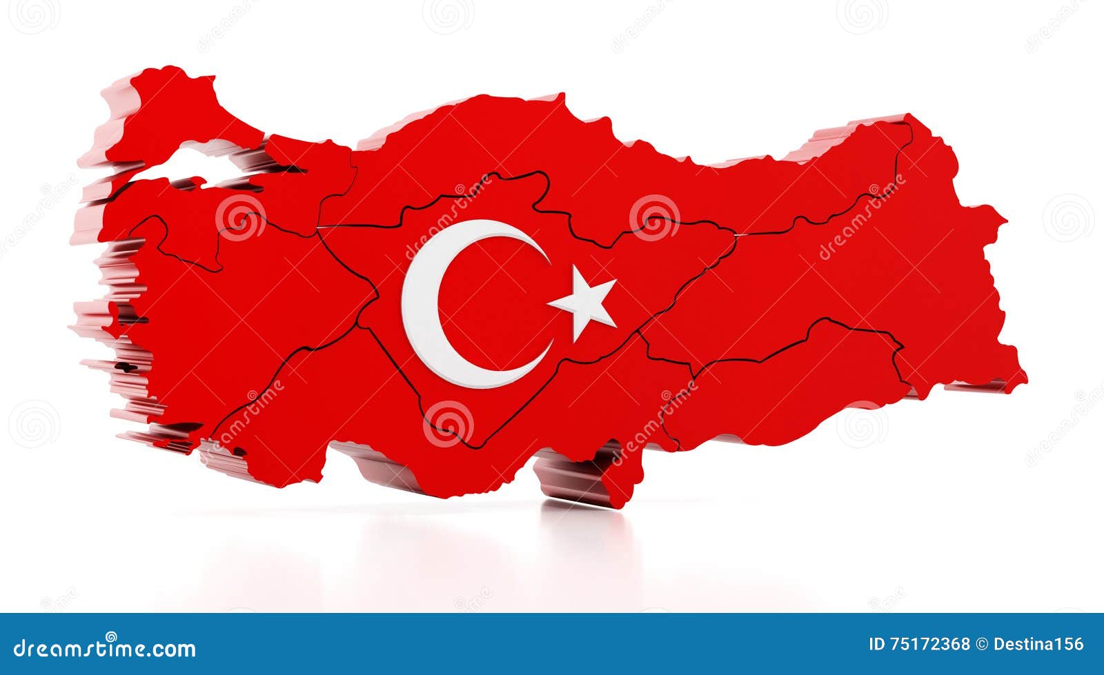 Map of Turkey Covered with Turkish Flag Texture. 3D Illustration Stock ...