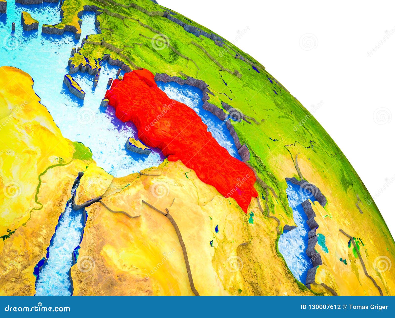 Map of Turkey on 3D Earth stock illustration. Illustration of asia ...