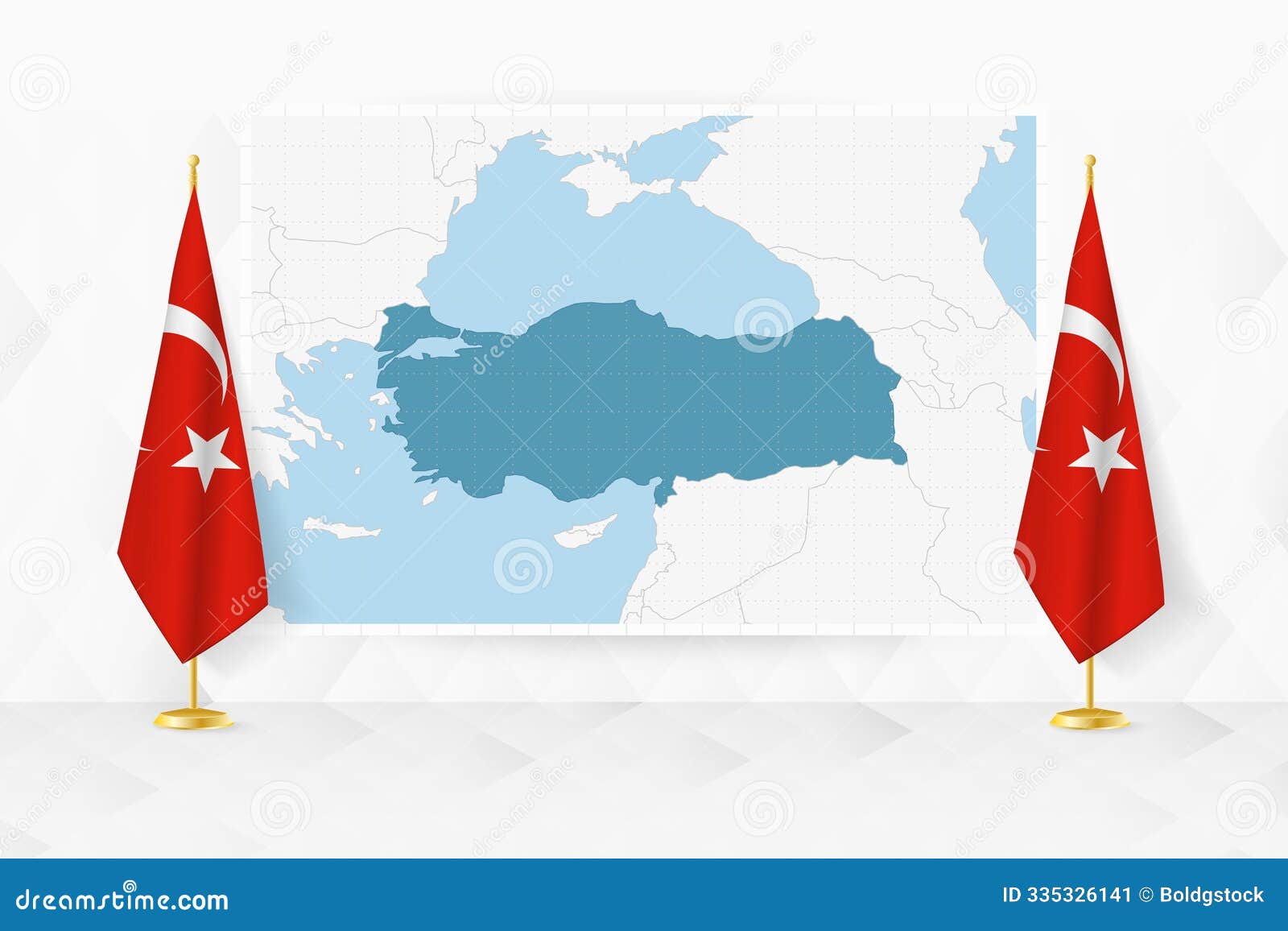 Map of Turkey and Flags of Turkey on Flag Stand Stock Vector ...