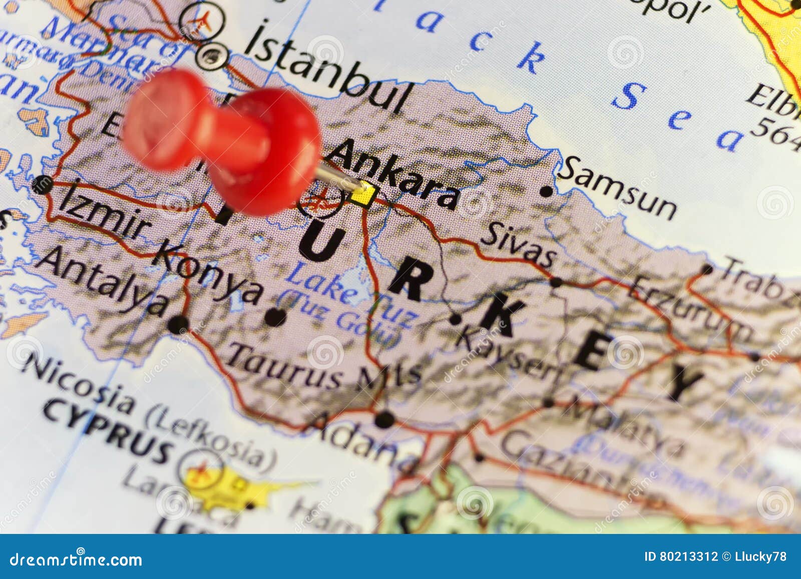 Map of Turkey, Red Pin on Ankara Stock Illustration - Illustration of ...