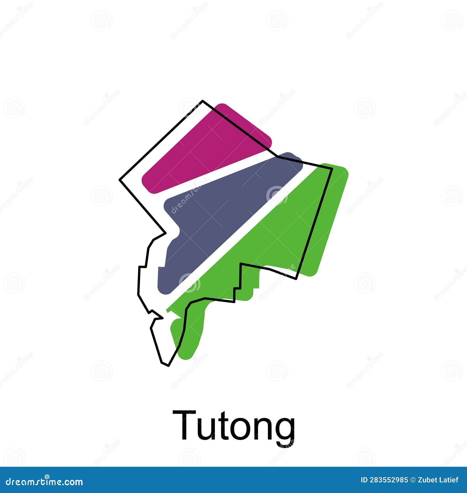 Tutong State And Regions Map Highlighted On Brunei Map Cartoon Vector ...