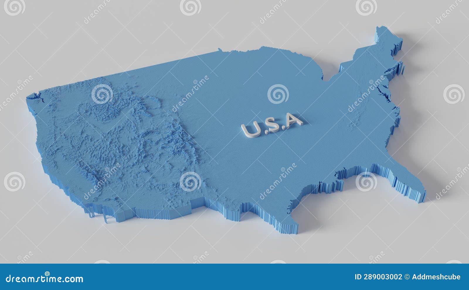 A Map of U.S with Minimal Digitized Mosaic Height Information, 3d ...