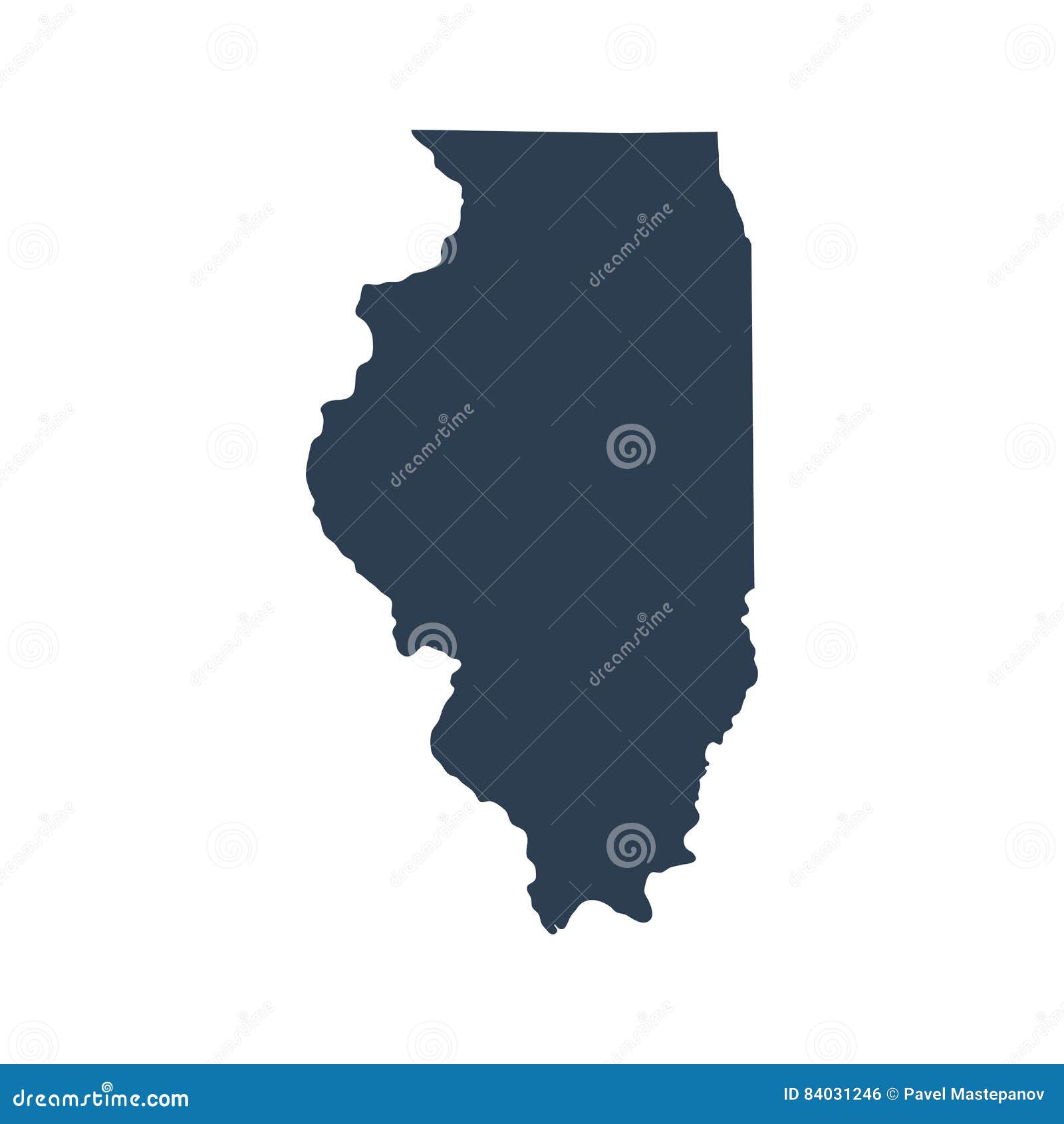 Illinois IL State Maps. Black Silhouette And Outline Isolated On A ...