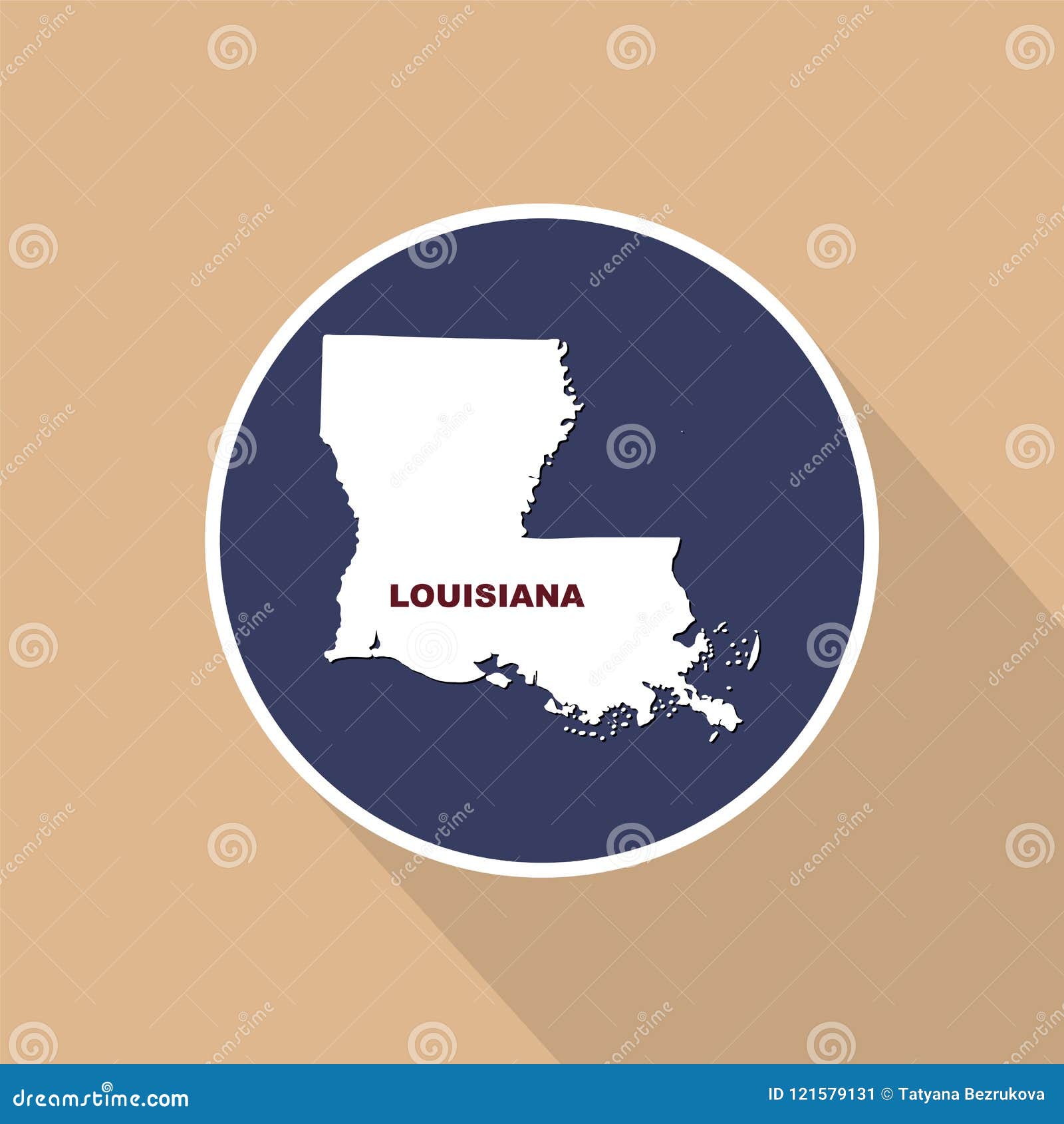 Map of the U.S. State of Louisiana on a Blue Background Stock ...
