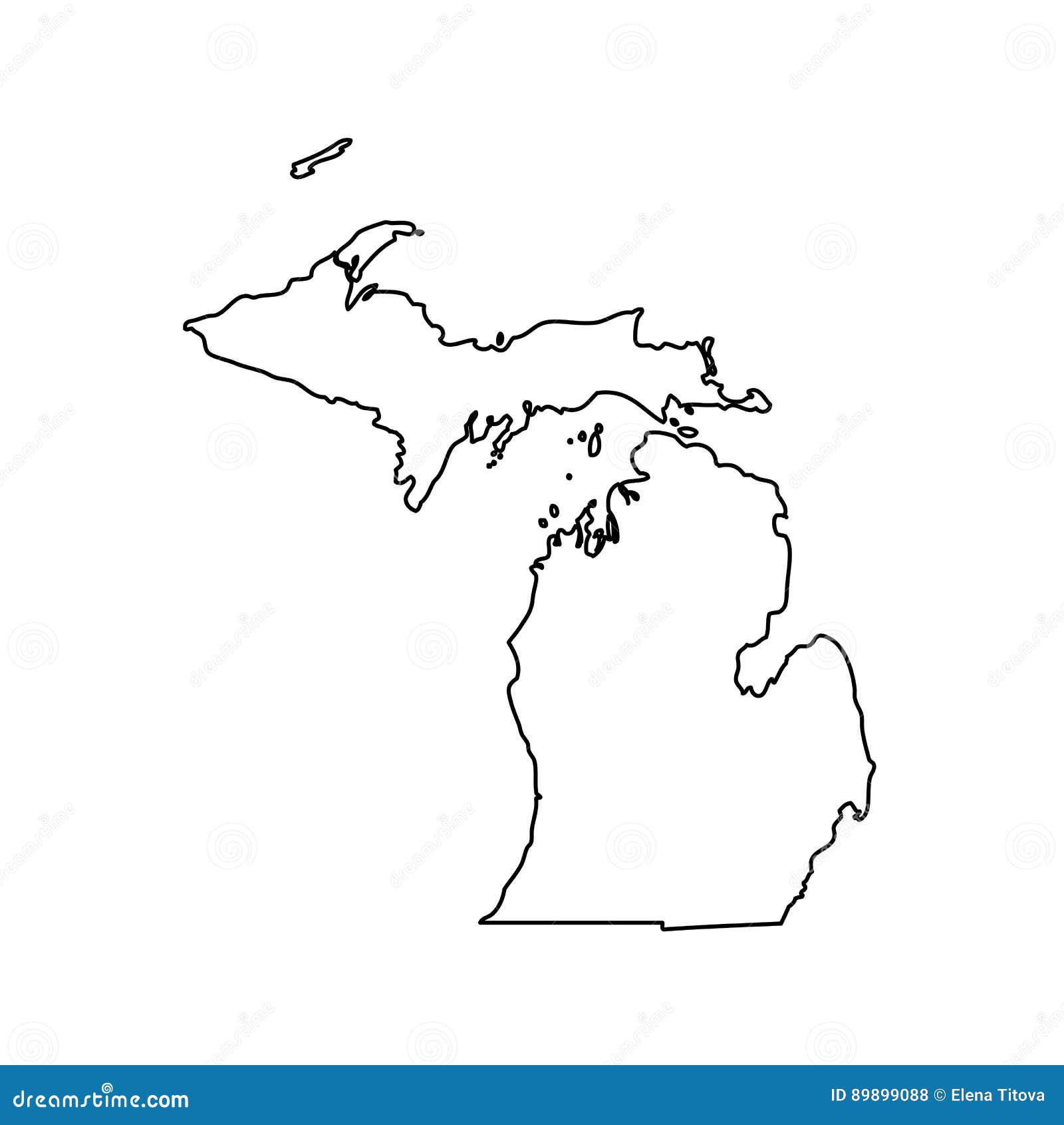 Michigan Outline Map State Shape USA America Borders Stock Illustration ...
