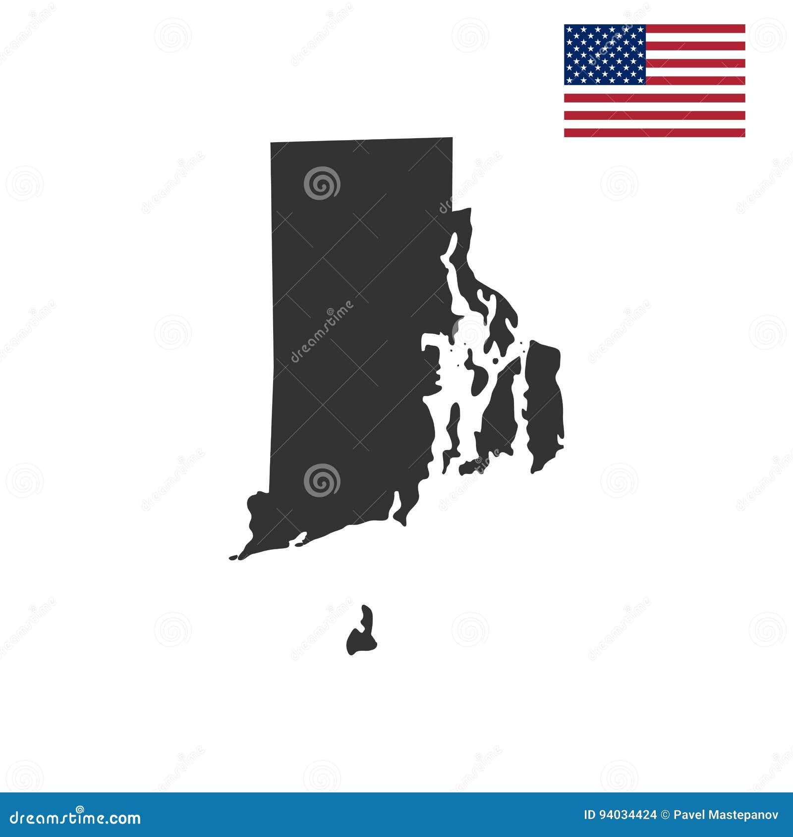 State Of Rhode Island And Providence Plantations, Gray Political Map ...