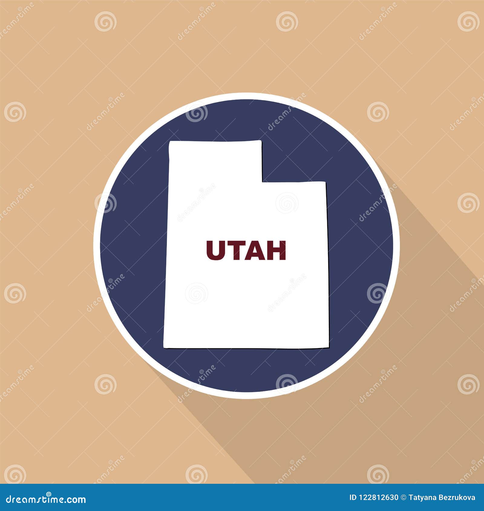 Map of the U.S. State of Utah on a Blue Background. State Name. Stock ...