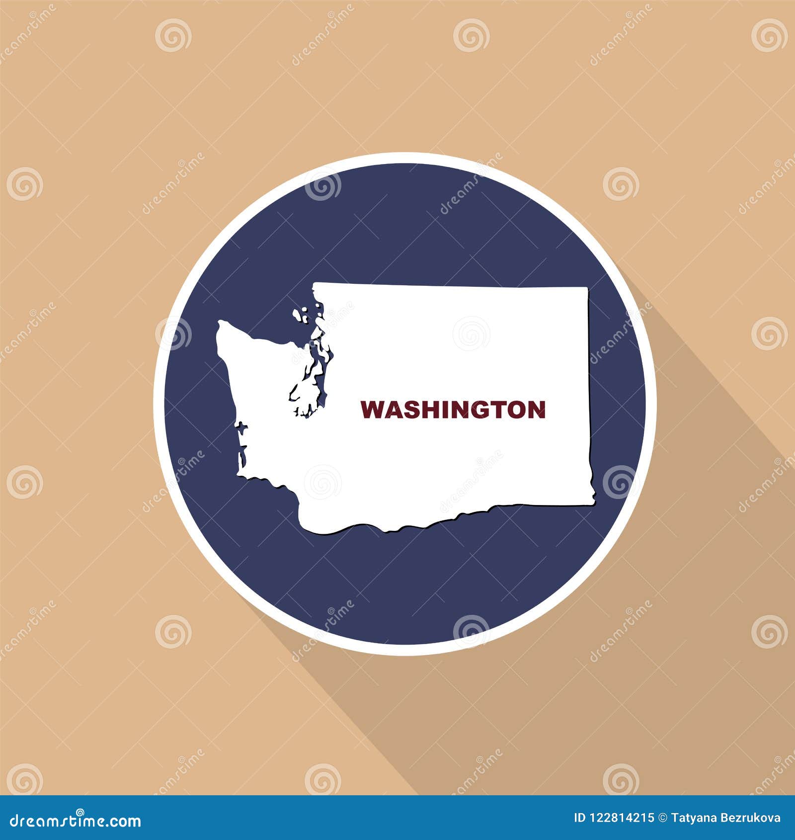 Map of the U.S. State of Washington on a Blue Background Stock ...