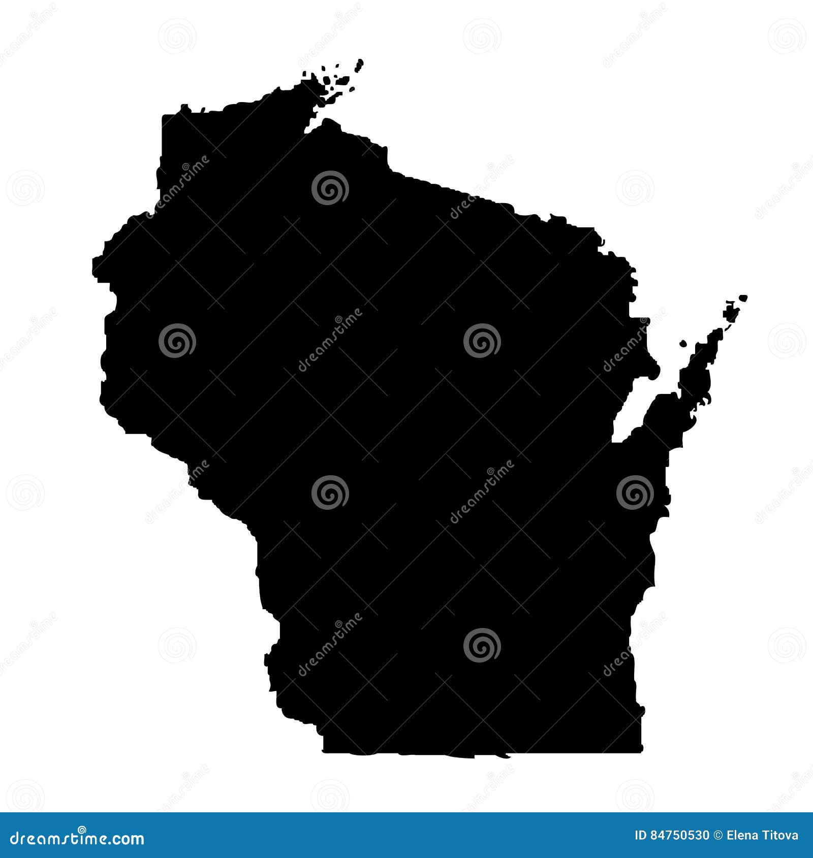Map of the U.S. State Wisconsin Stock Vector - Illustration of sign ...