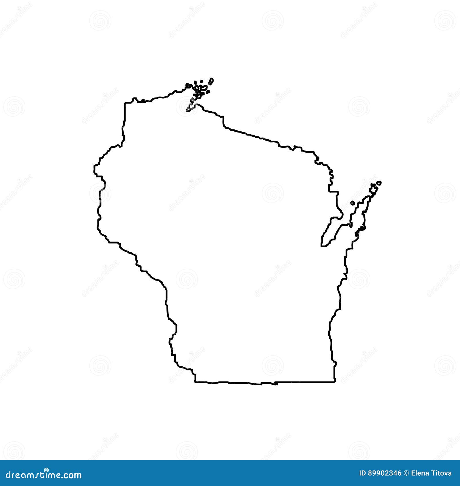 Wisconsin Outline Map State Shape Vector Illustration | CartoonDealer ...