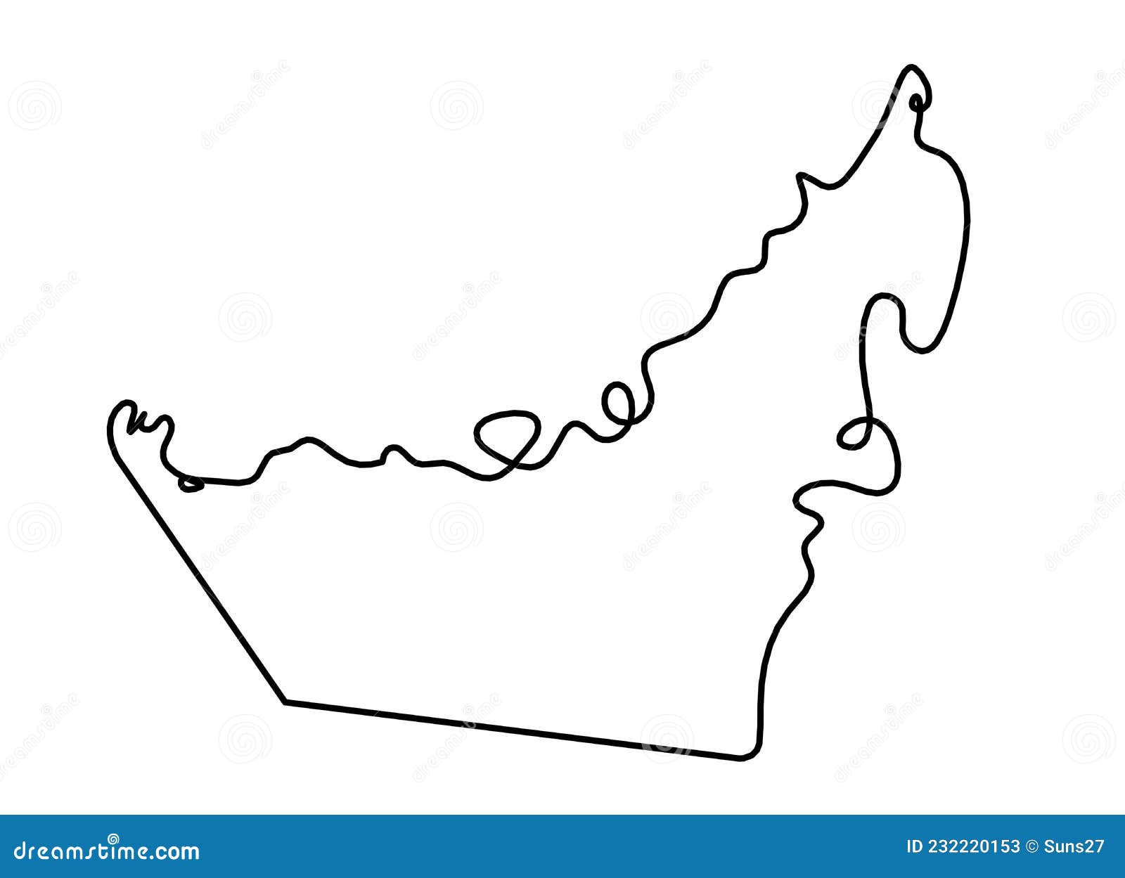 Map of UAE As Line Drawing on White Stock Vector - Illustration of ...