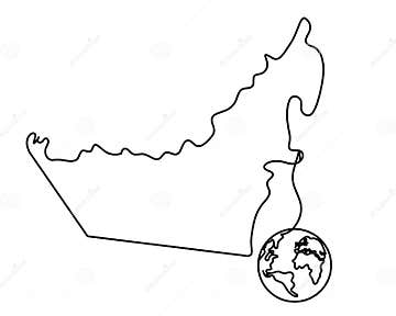 Map of UAE with Globe As Line Drawing on White Stock Vector ...