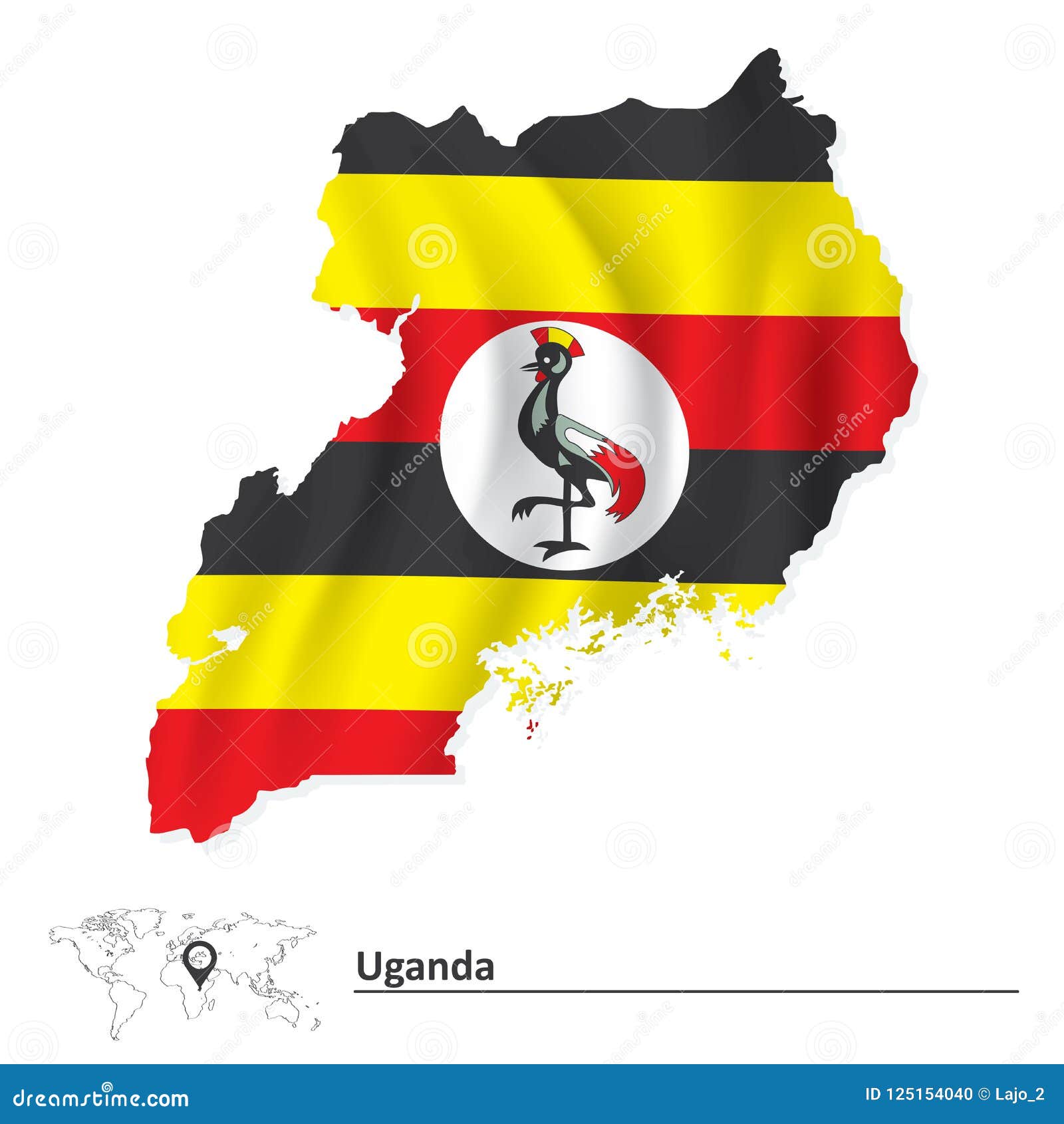 Map of Uganda with flag stock vector. Illustration of bird - 125154040