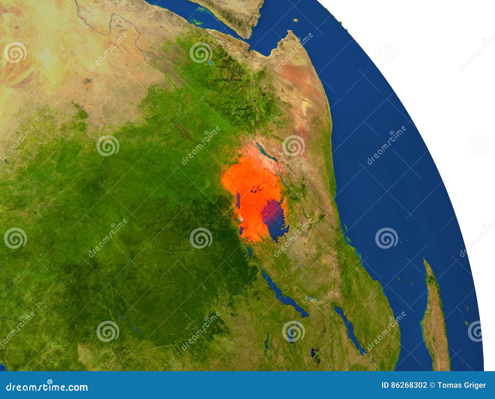 Map of Uganda in red stock illustration. Illustration of globe - 86268302