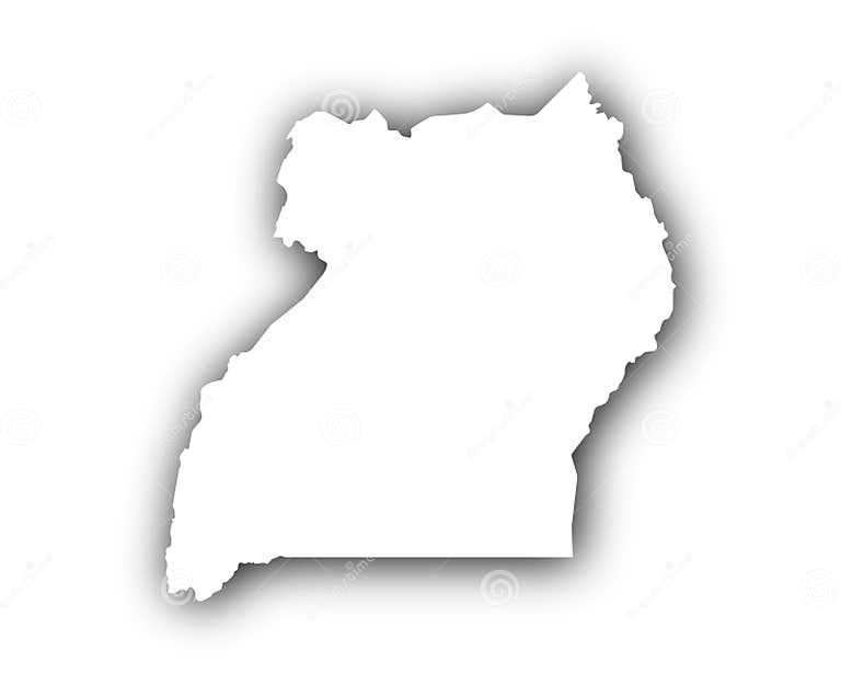 Map of Uganda with shadow stock vector. Illustration of three - 93417698