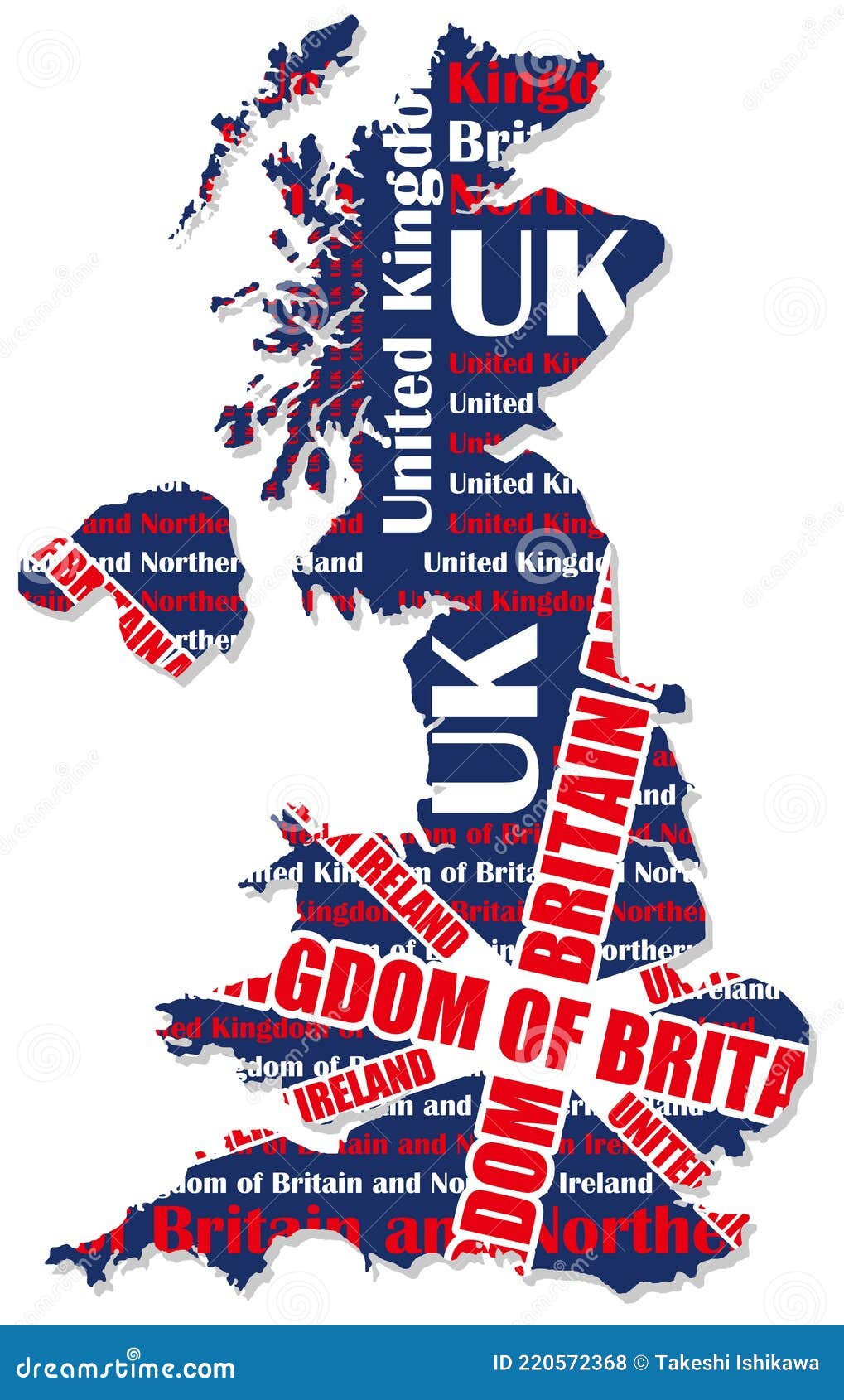 Map of UK Composed of the Shape of the Land, the Country Name, and the ...