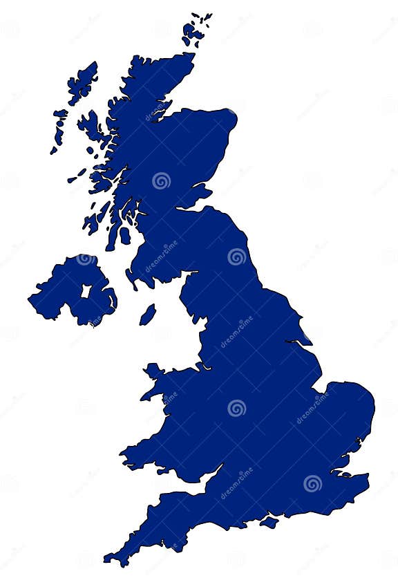 Map of UK in blue stock illustration. Illustration of color - 80377216