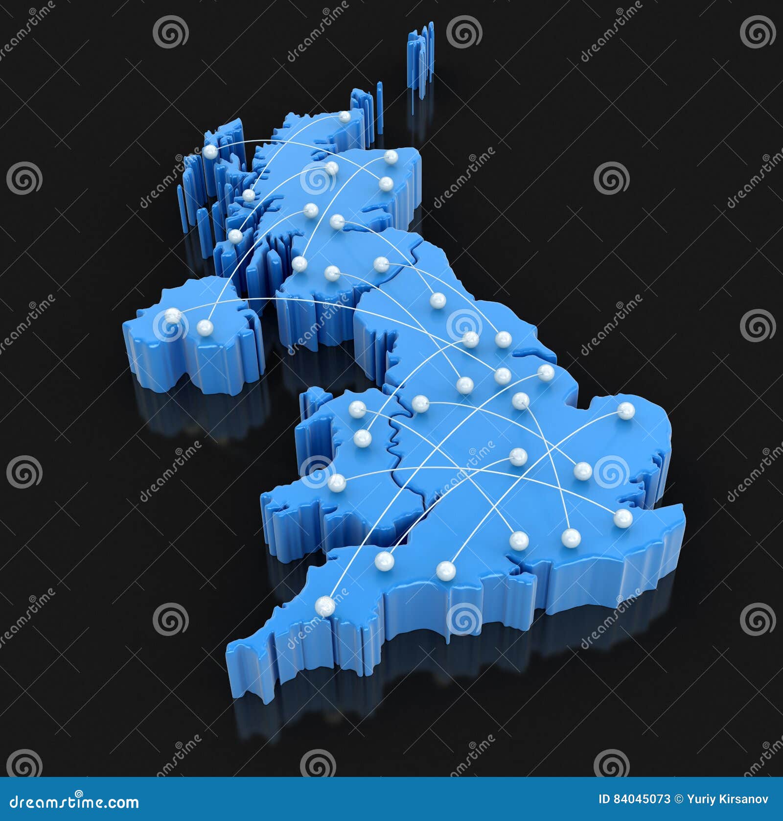 Map of UK with Flight Paths Stock Illustration - Illustration of region ...