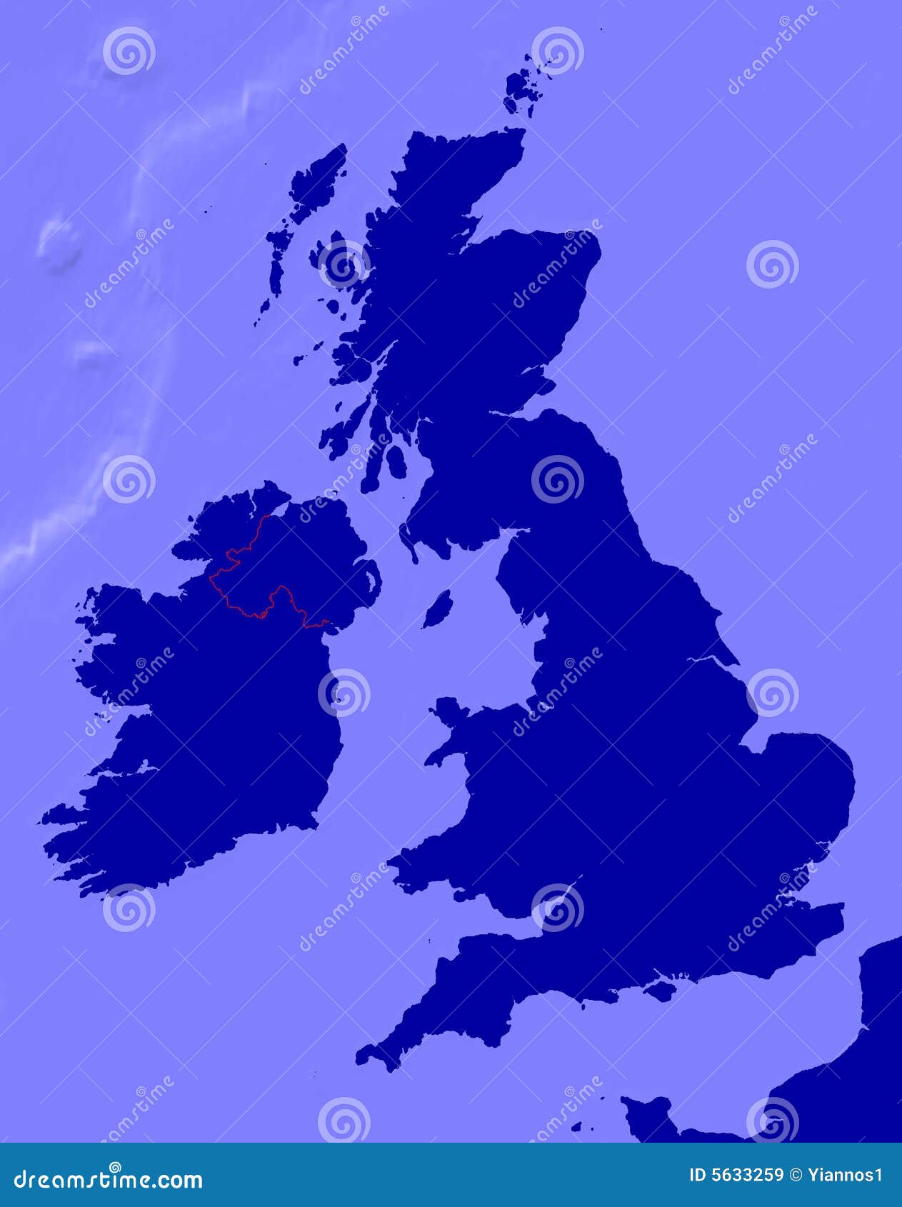 Map of UK and Ireland with National Borders Stock Illustration ...