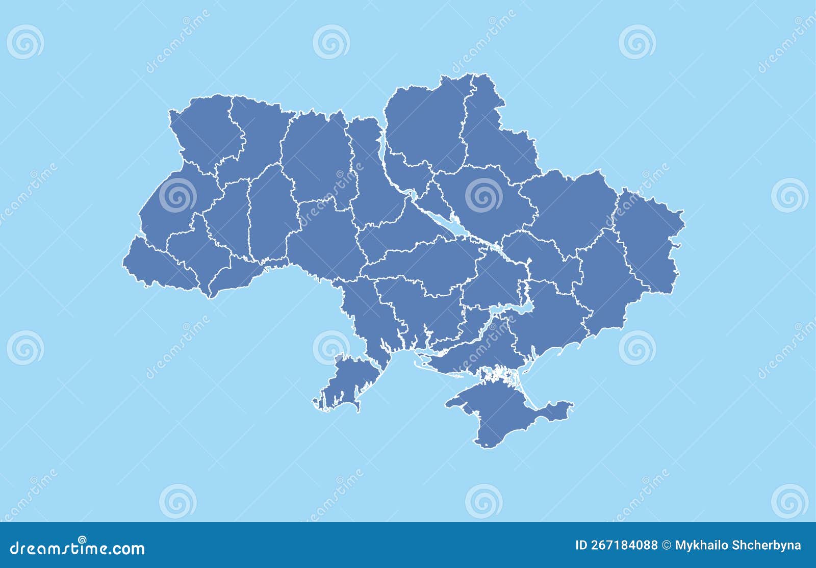 Map of Ukraine in blue stock vector. Illustration of design - 267184088