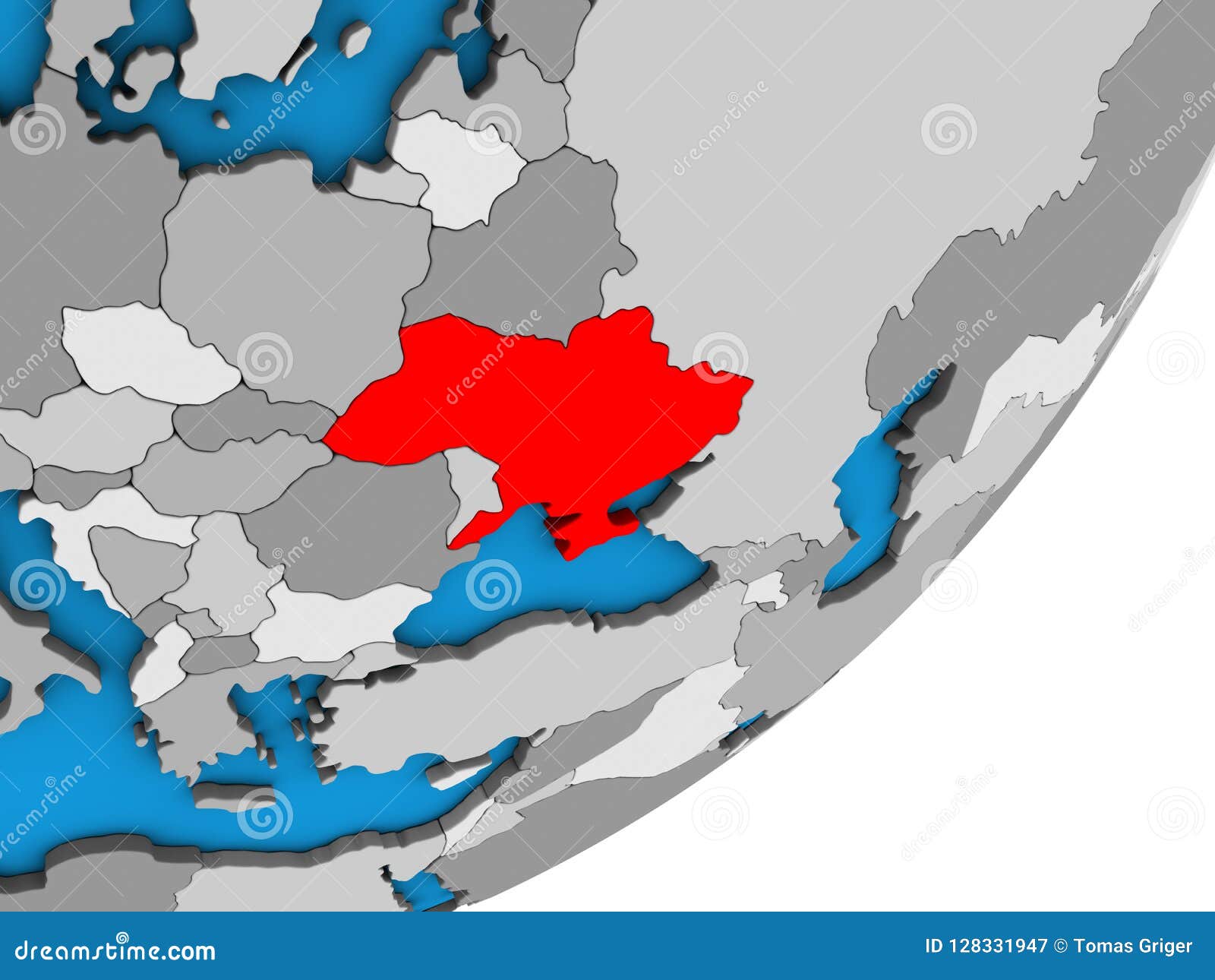 Map of Ukraine on 3D globe stock illustration. Illustration of globe ...