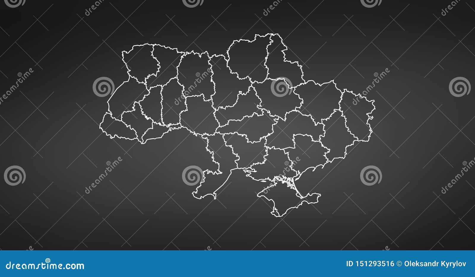 Map of Ukraine with Divisions. Vector Illustration Isolated on Black ...
