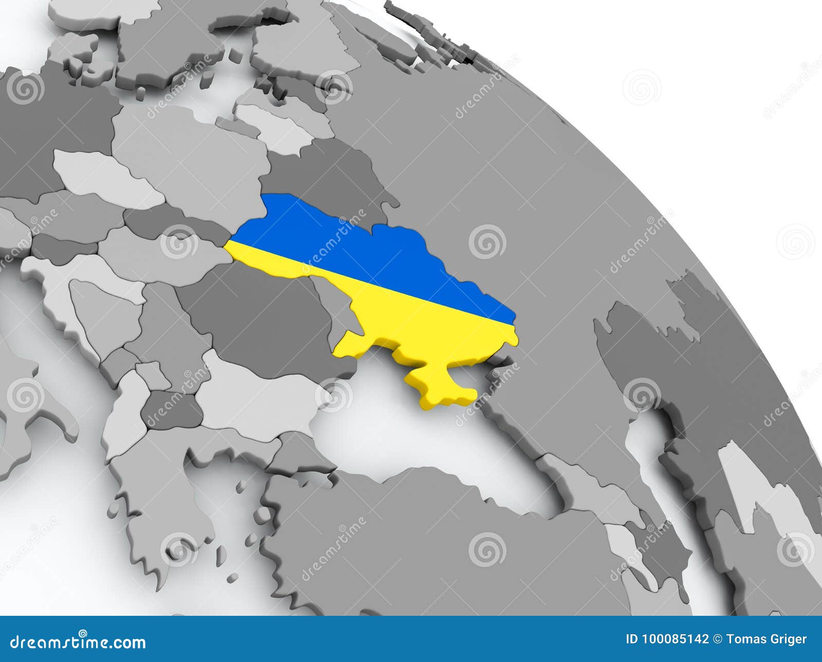 Map of Ukraine with Flag on Globe Stock Illustration - Illustration of ...